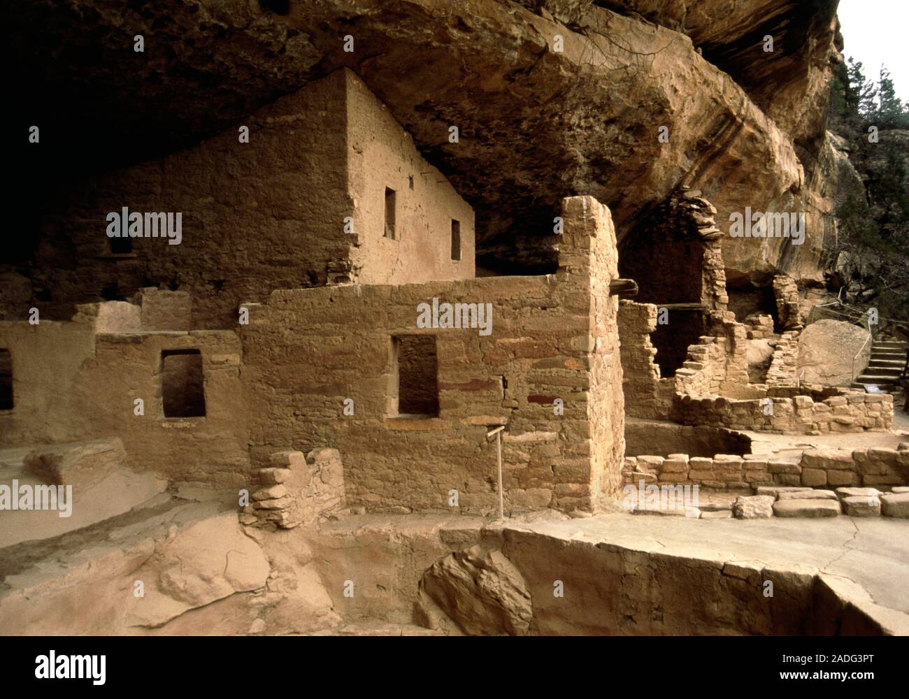 Cave dwellings. Houses built into a cave or overhang in the side of a ...