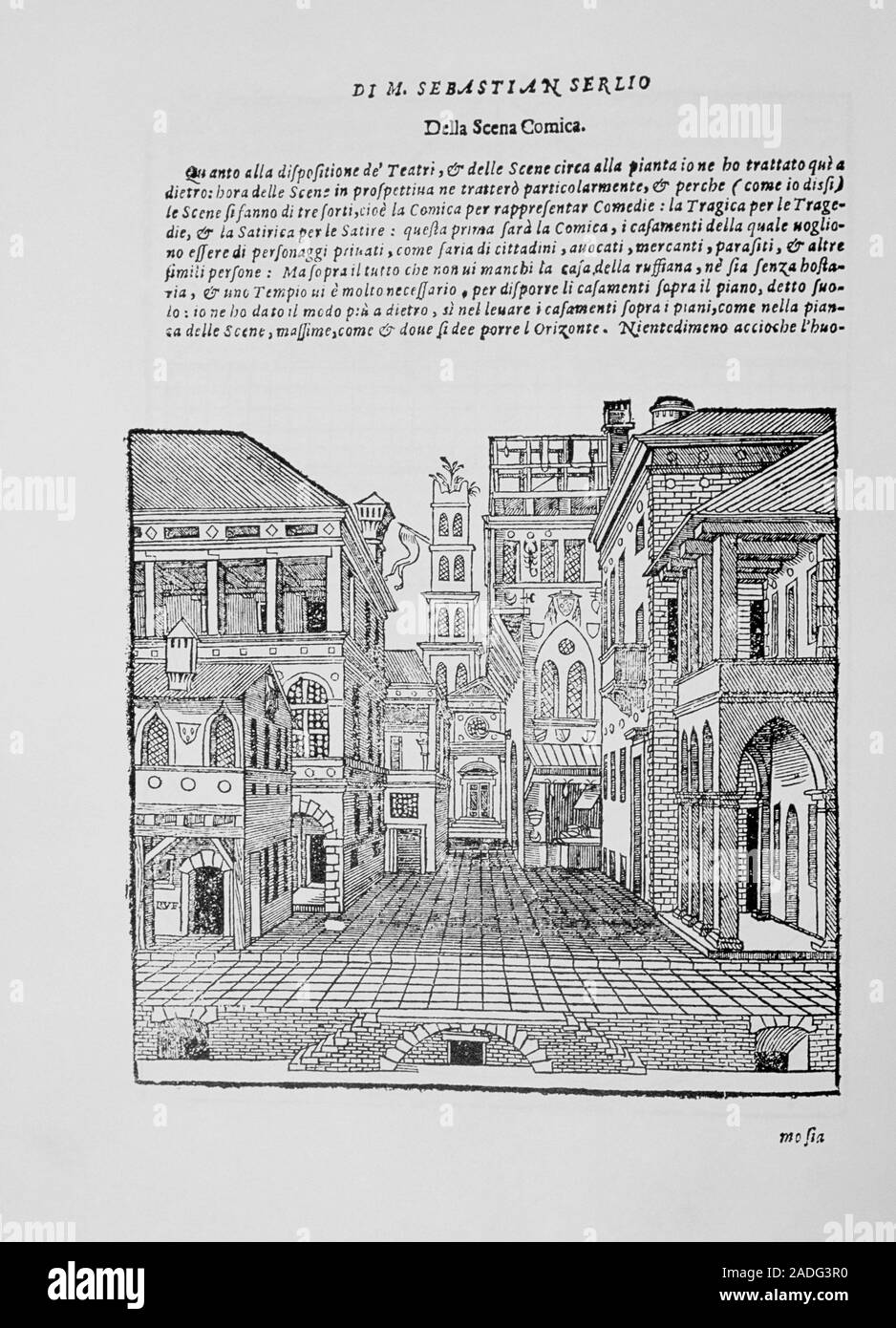 Renaissance theatre stage. Historical illustration of a Renaissance ...