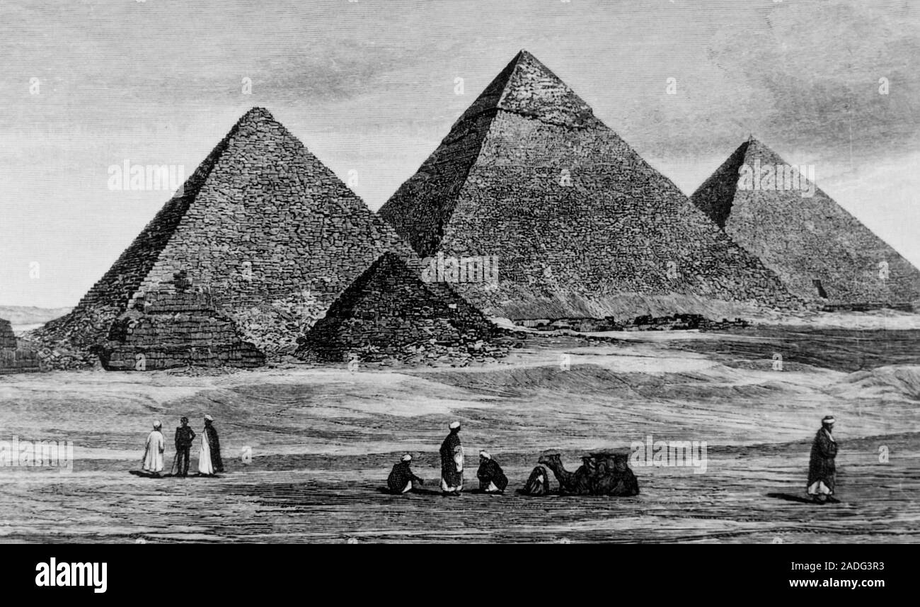 The Great Pyramid. Historical engraving of the Great Pyramid (second ...