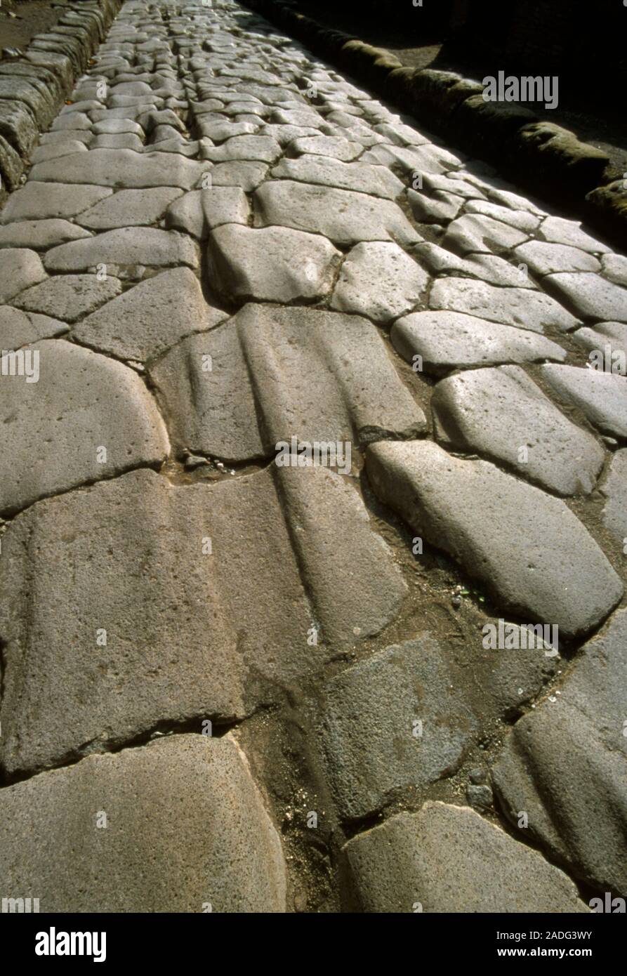Roman street. Surface of a preserved street in the ancient Roman city ...