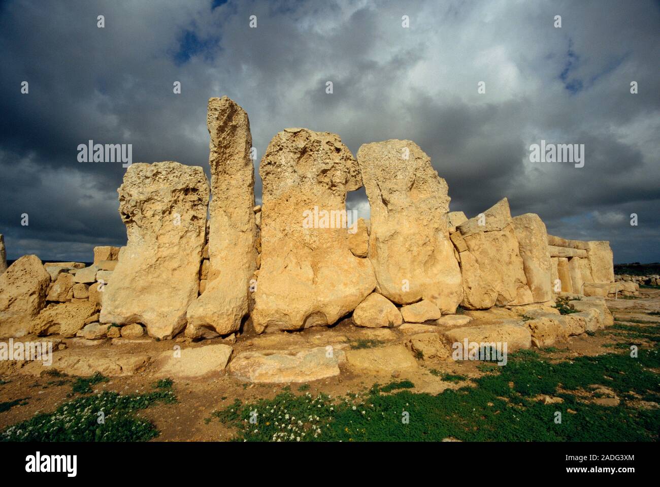 Neolithic temple. Hagar Qim neolithic (late Stone Age) temple in ...