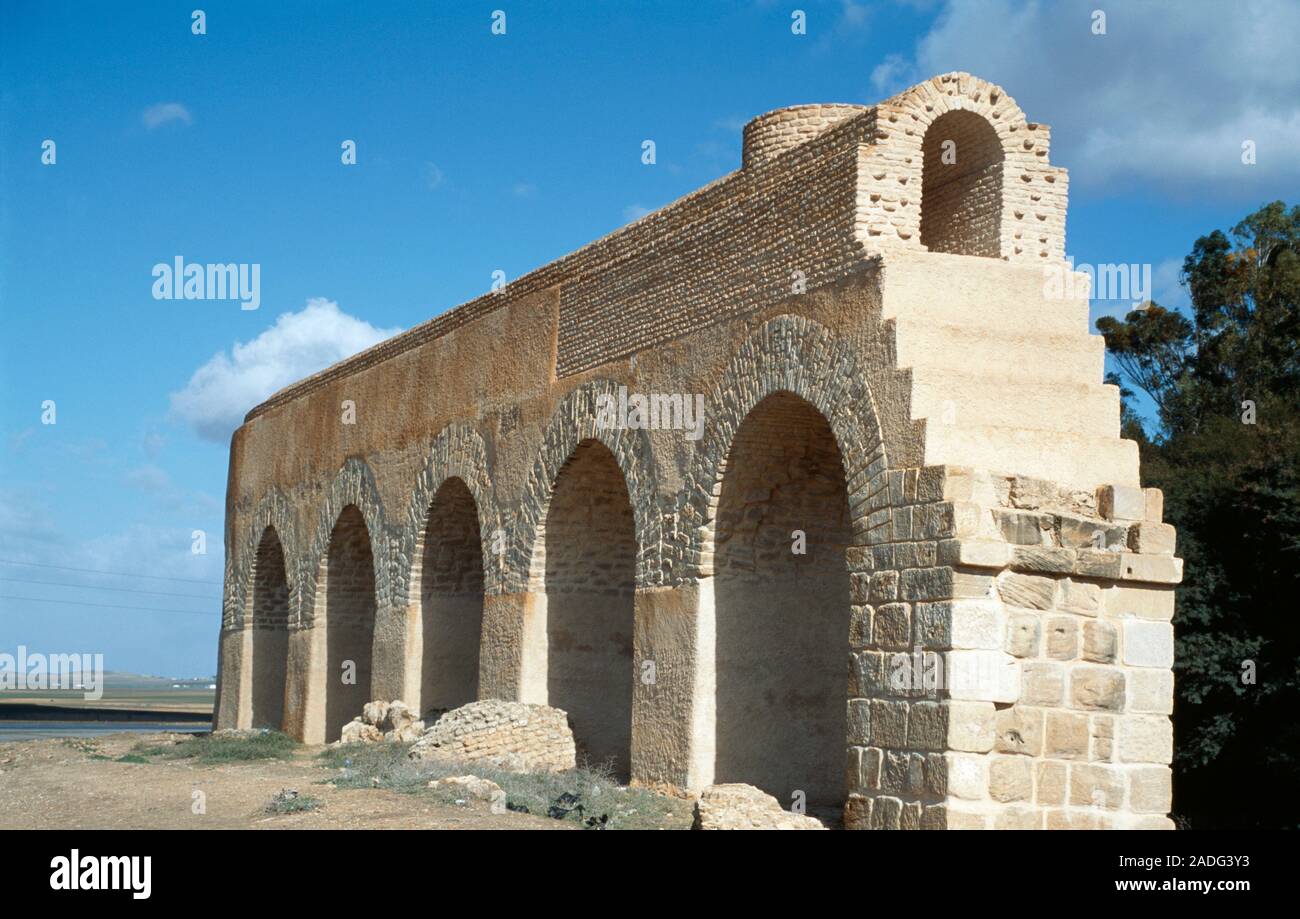 Roman aqueduct. Restored section of one of the longest aqueducts built ...