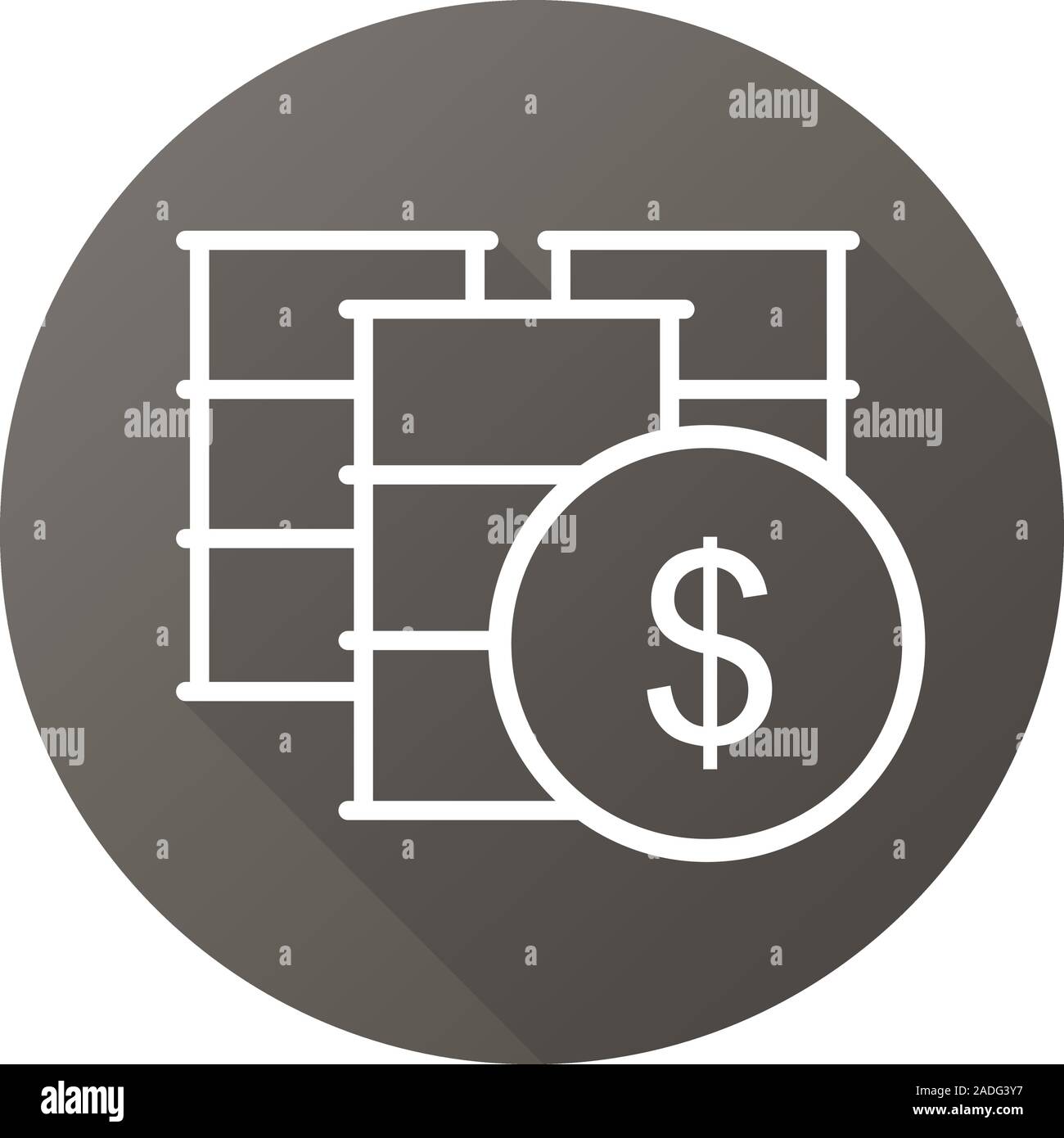 Oil barrels flat linear long shadow icon. Petrol trade. Oil market ...