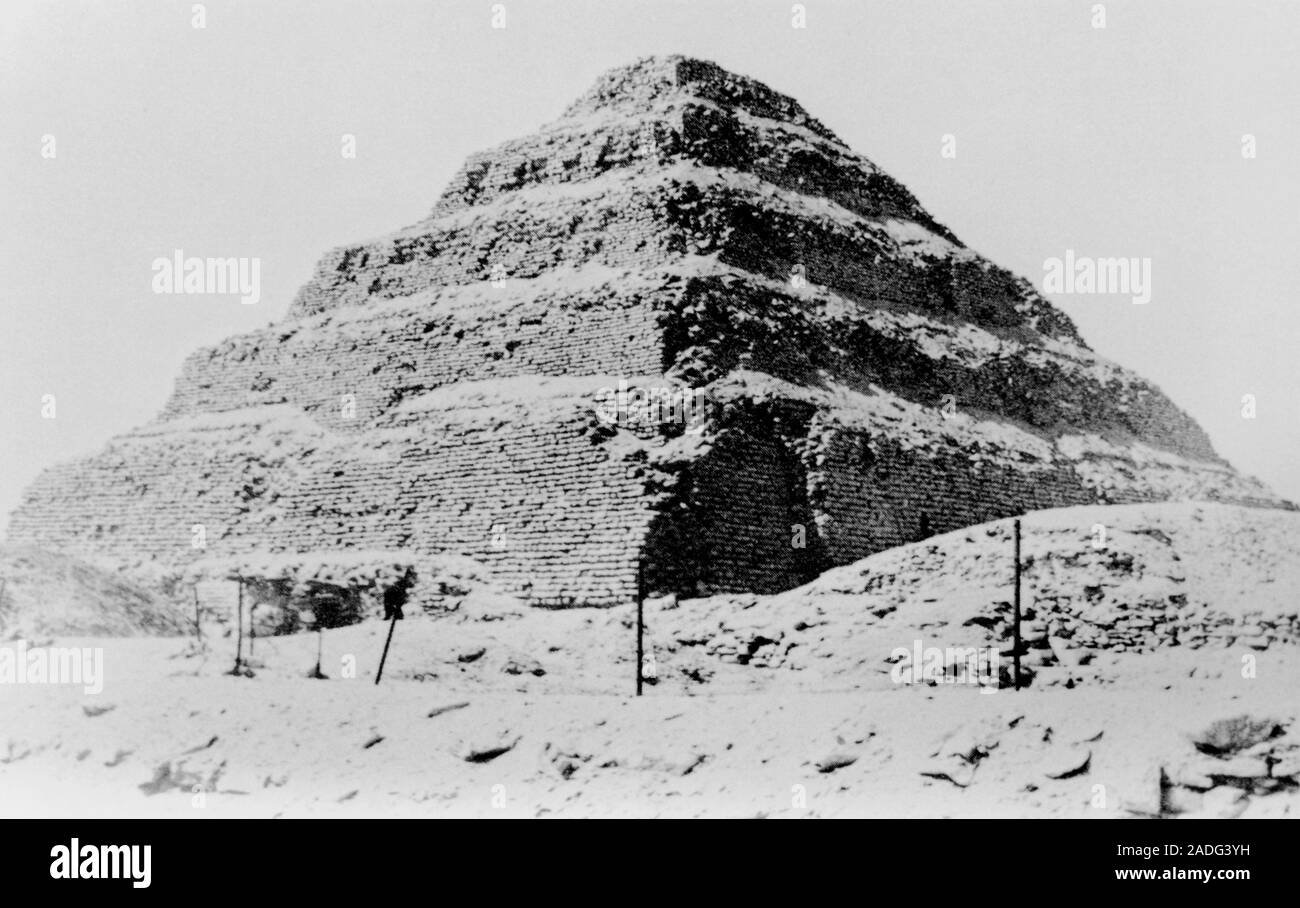 First stepped pyramid. Historical photograph of the first step pyramid ...