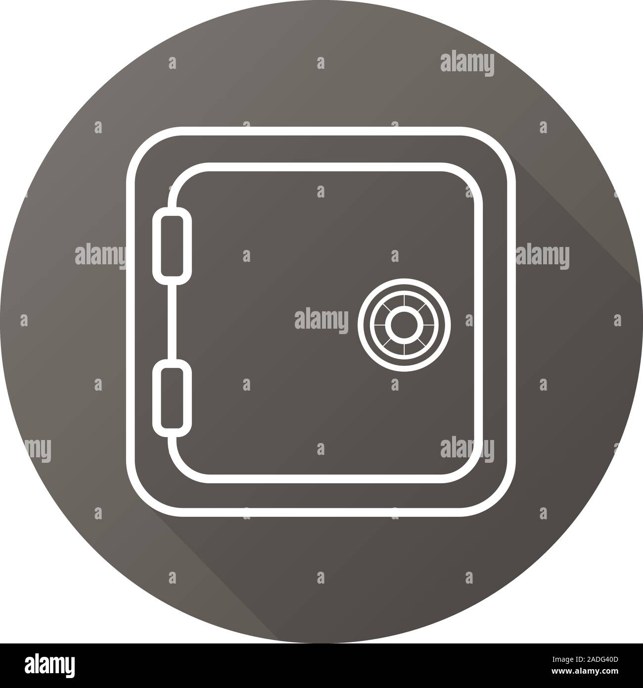 Bank vault flat linear long shadow icon. Safe deposit box. Vector line ...