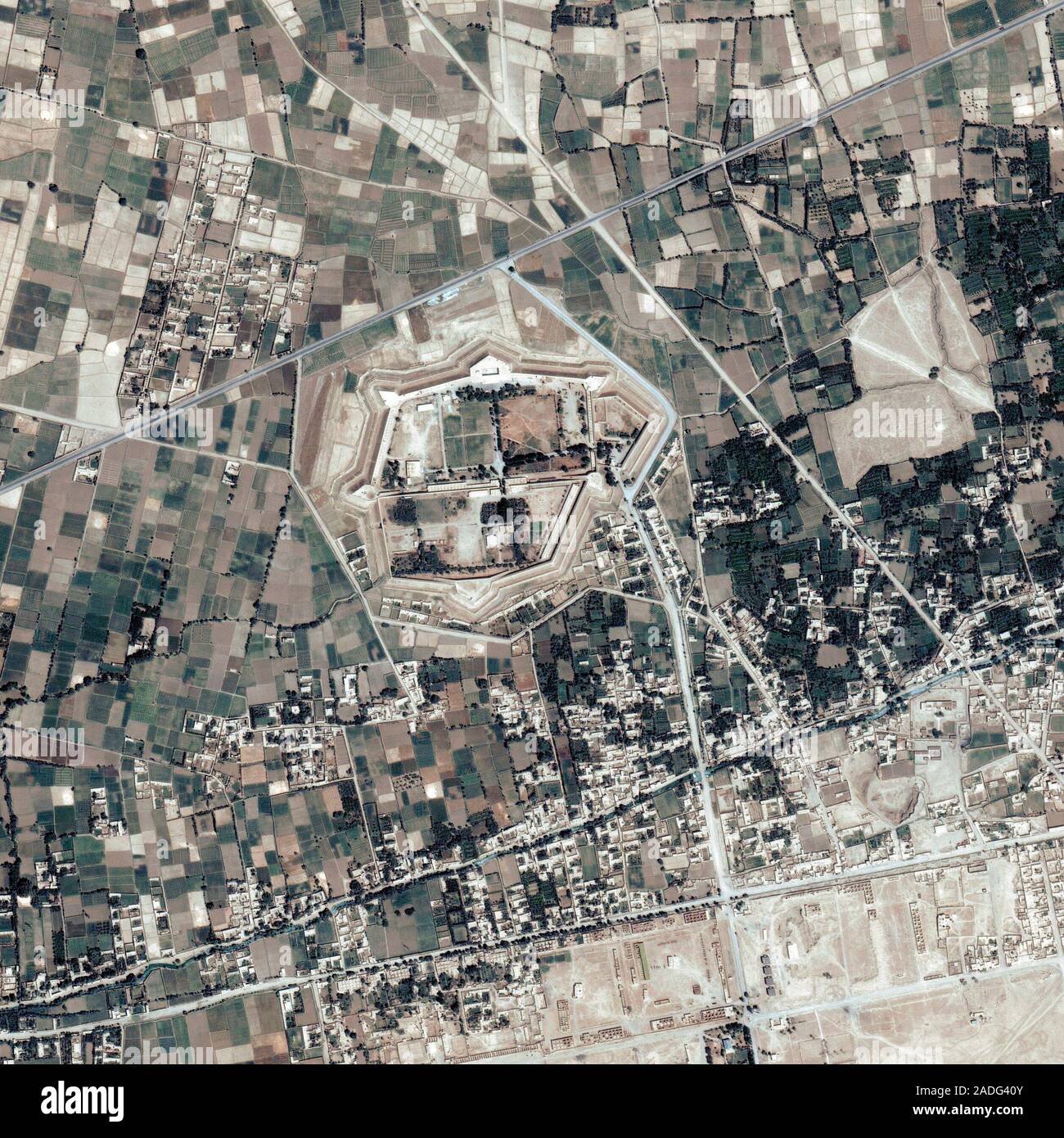 Qala-i Jangi fortress, Afghanistan. Satellite image showing the 18th ...