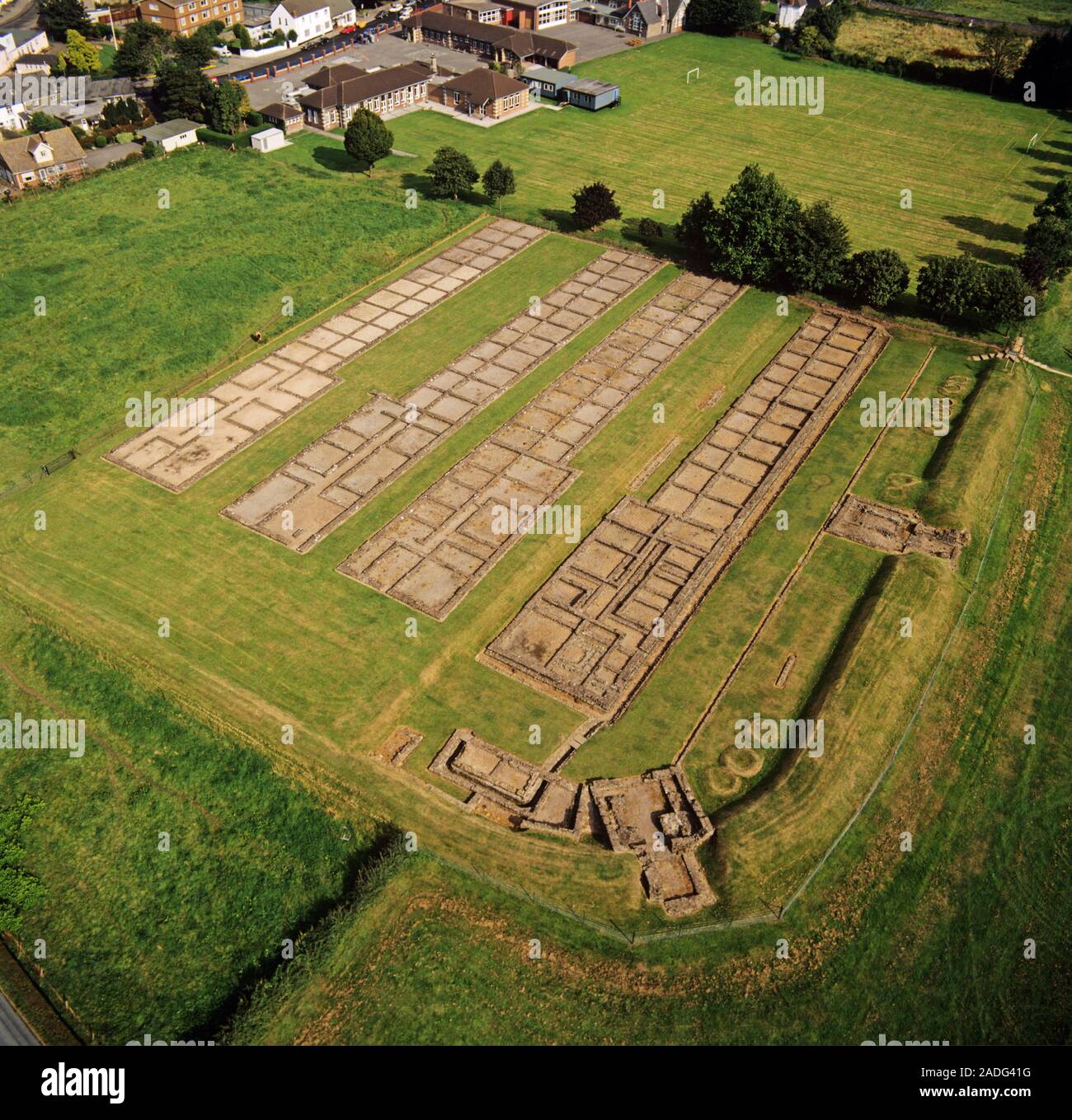 Roman barracks. Aerial photograph of the remains of the barracks at the ...