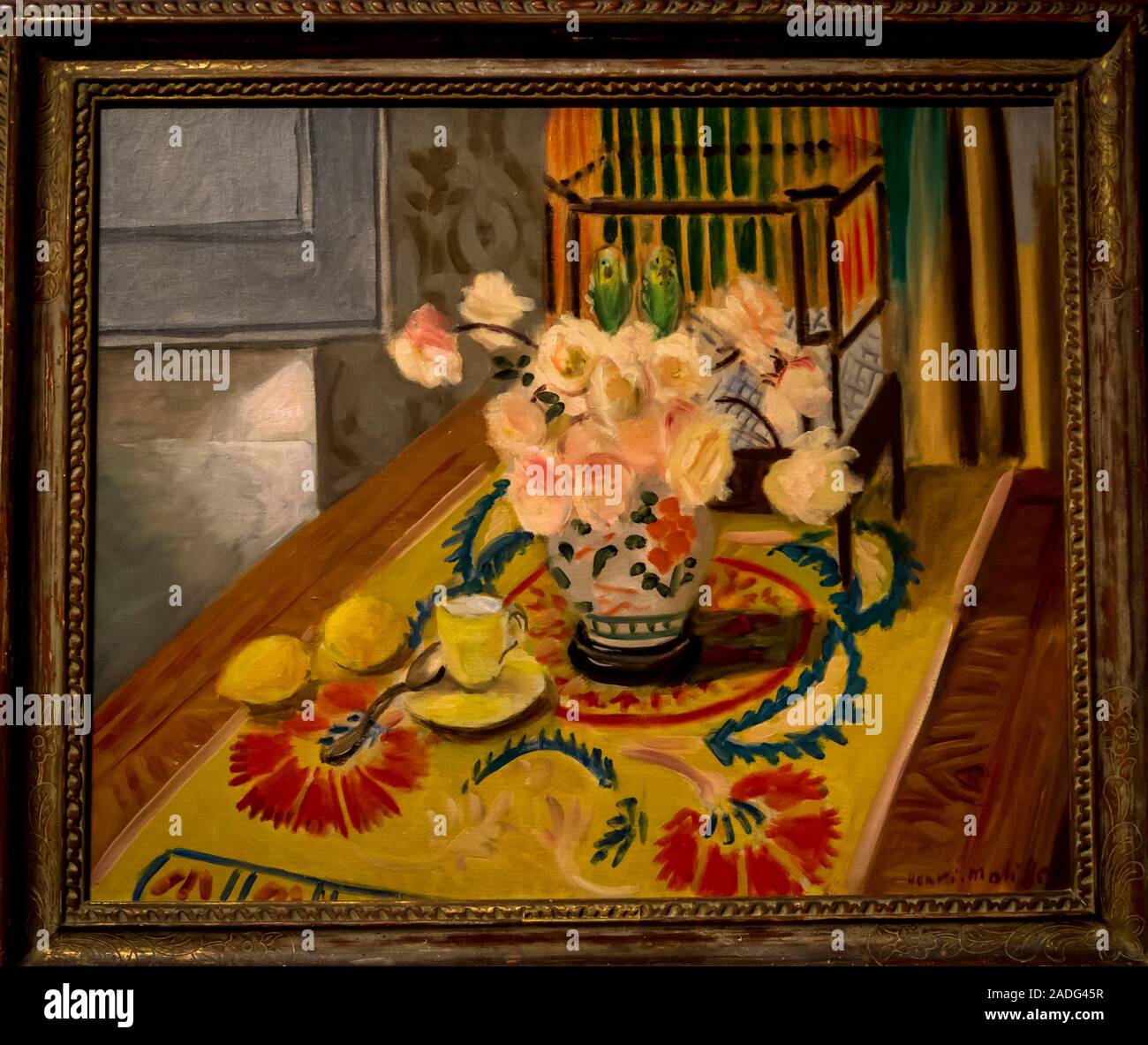 Henri Matisse painting Yellow Roses with Cage of Parakeets, Columbus ...