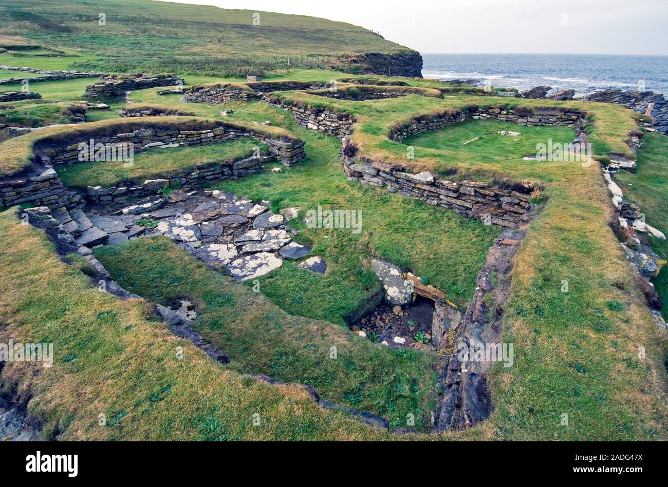 Norse settlement, Brough of Birsay, Orkney, Scotland. These remains are ...