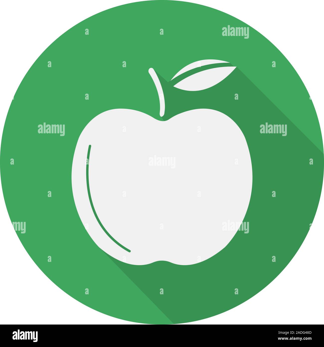 Green apple flat design long shadow icon. Vector silhouette symbol ...