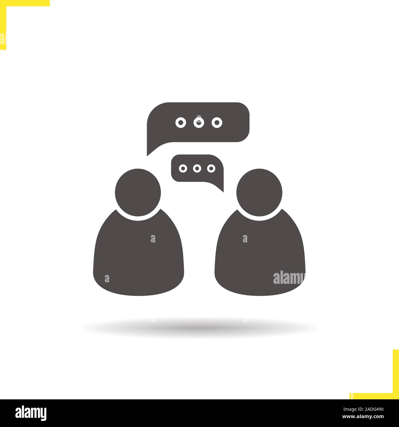 Two speakers icon. Drop shadow dialogue silhouette symbol. Informal ...