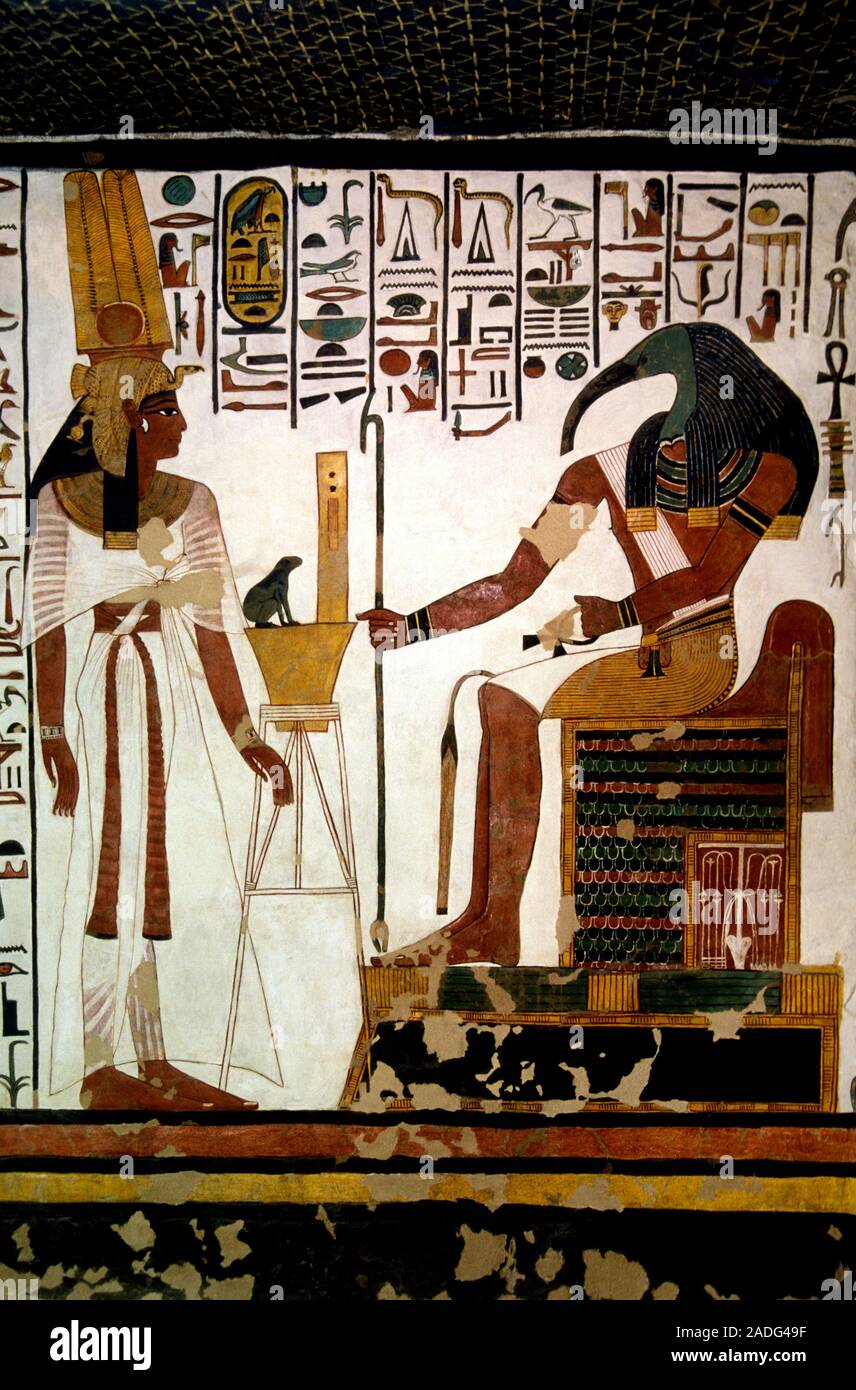 Queen Nefertari and Isis. Wall painting in the tomb of Queen Nefertari ...