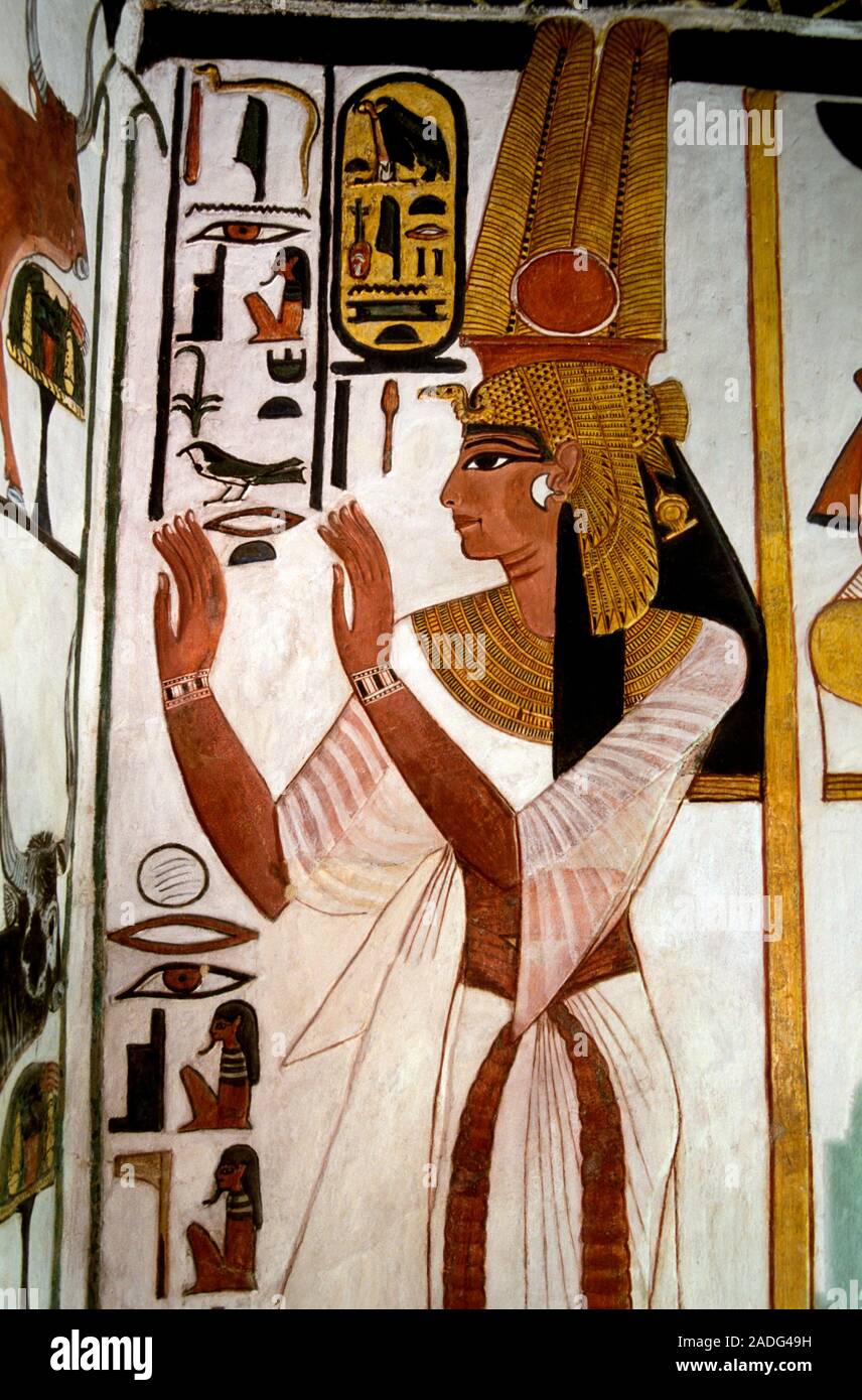 Queen Nefertari. Wall painting in the tomb of Queen Nefertari ...