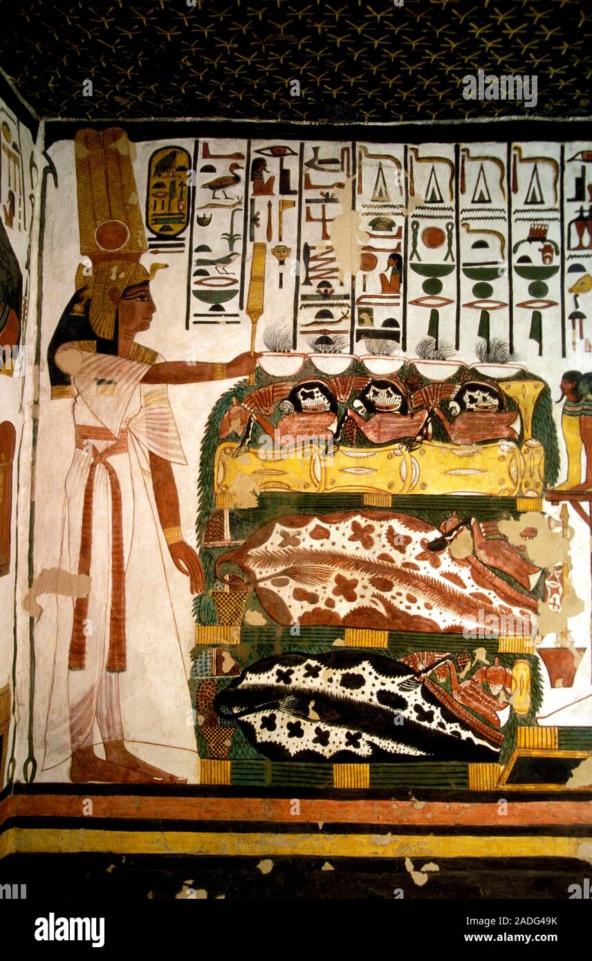 Queen Nefertari. Wall painting in the tomb of Queen Nefertari ...