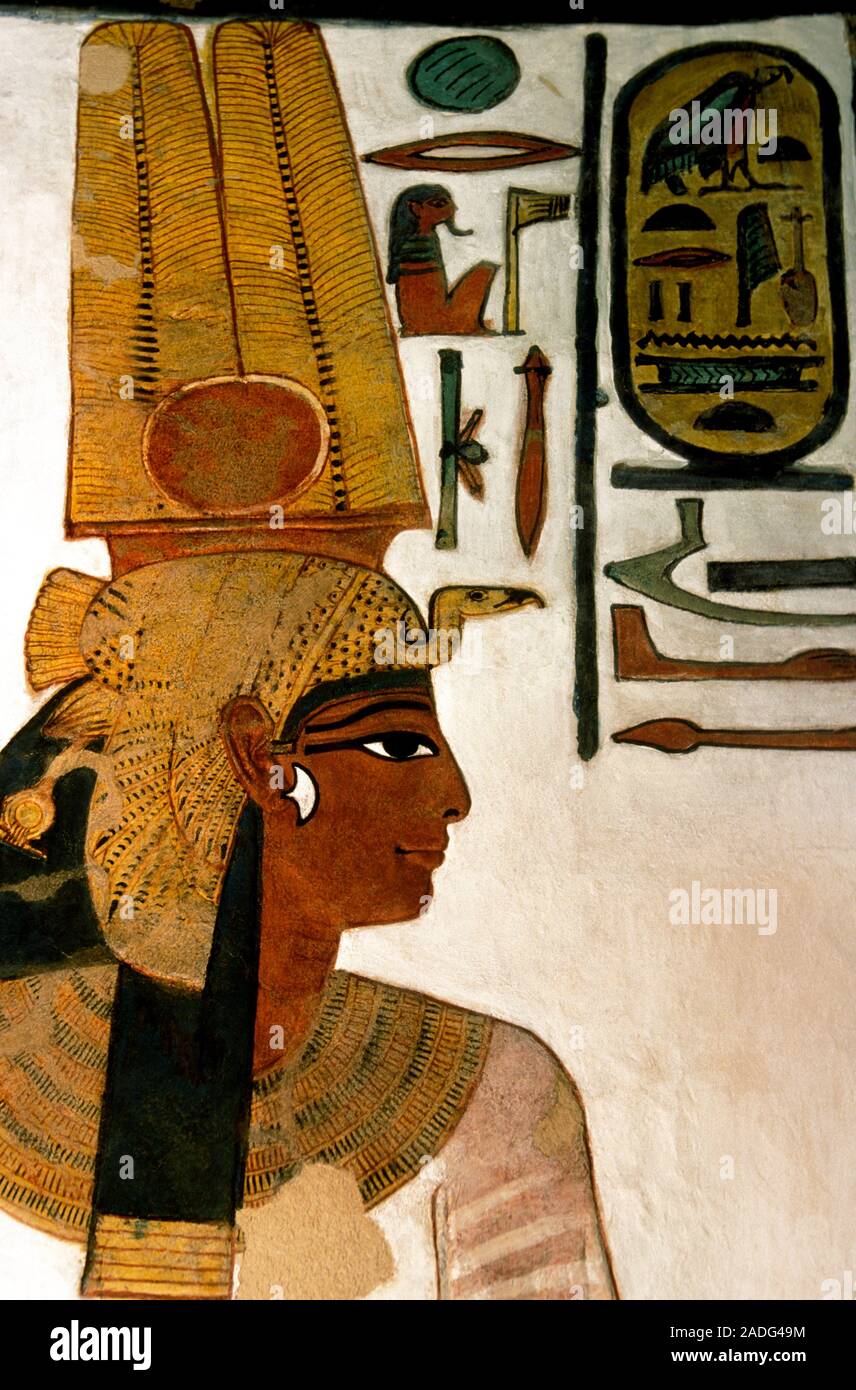 Queen Nefertari. Wall painting of Queen Nefertari from her tomb ...