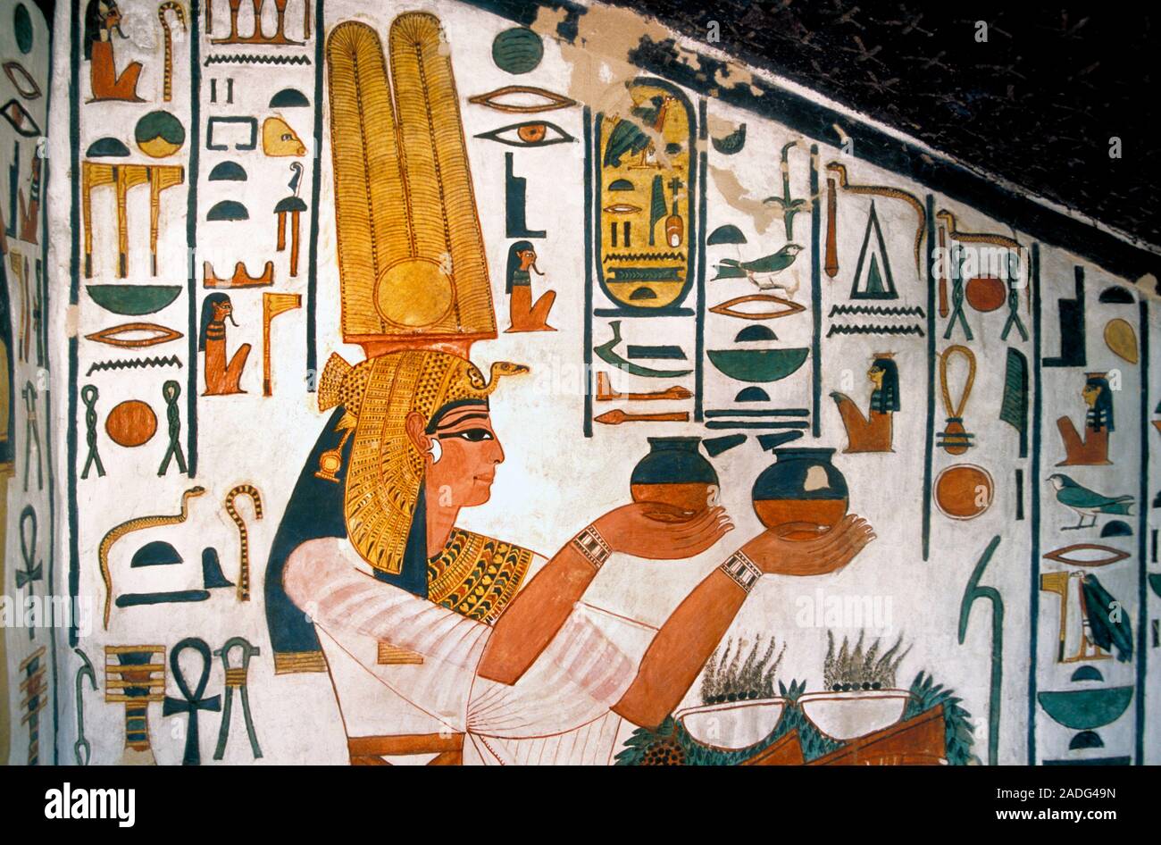 Queen Nefertari. Wall painting of Queen Nefertari from her tomb ...