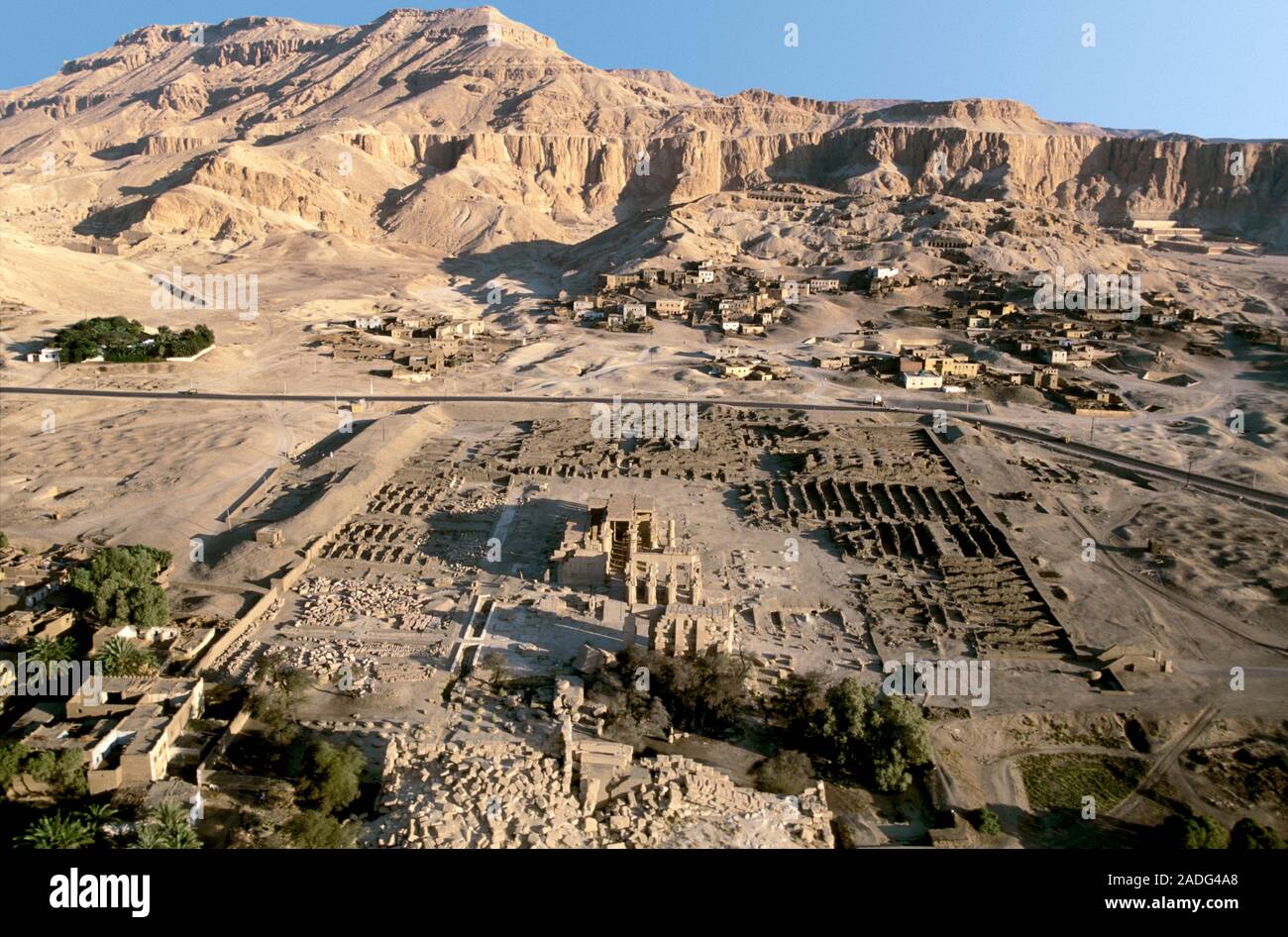 Ramesseum, Egypt, aerial view. The Ramesseum was built around 1258 BC ...