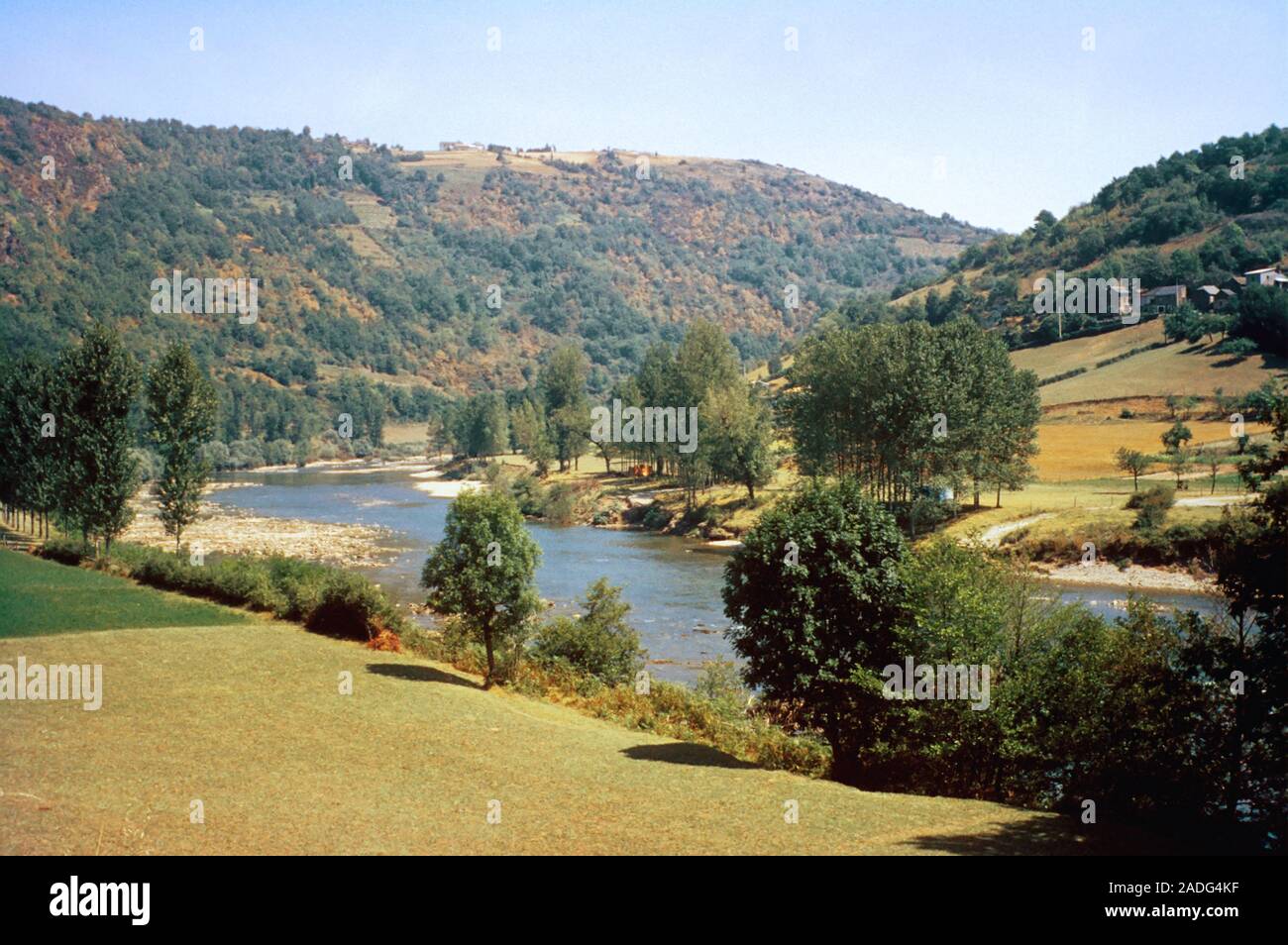 An old (circa 1974) film photograph of the river Tarn, just below ...