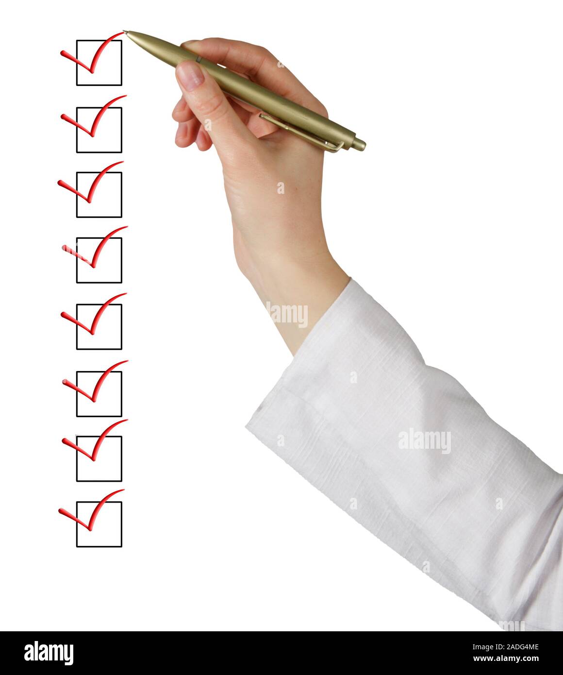 Woman filling checklist pen hi-res stock photography and images - Alamy