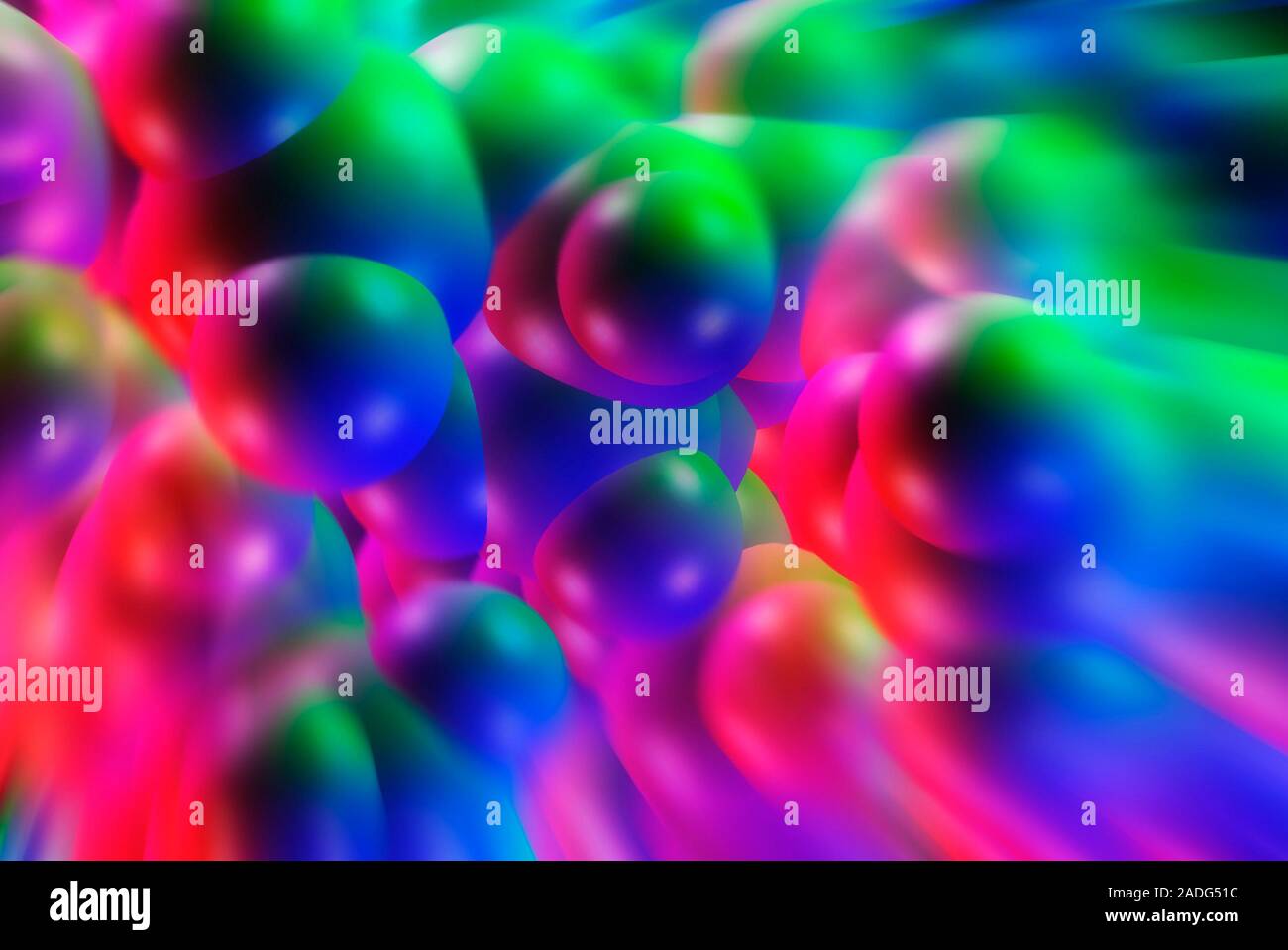 DNA. Blurred computer artwork of a close-up of the atomic structure of ...