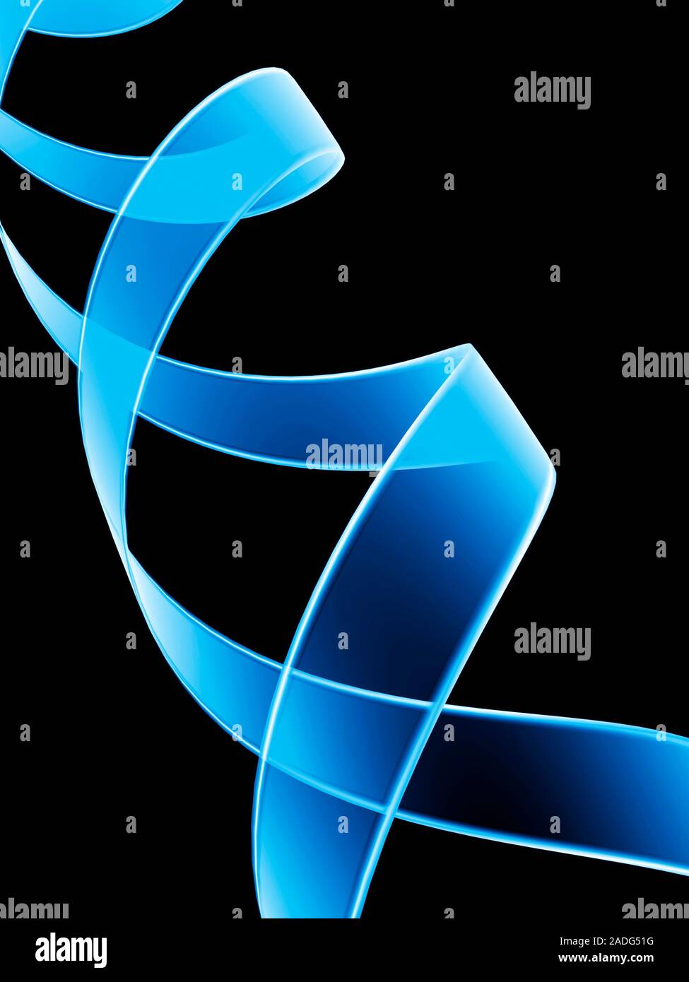 DNA molecule. Computer artwork of the double helix strands of DNA ...