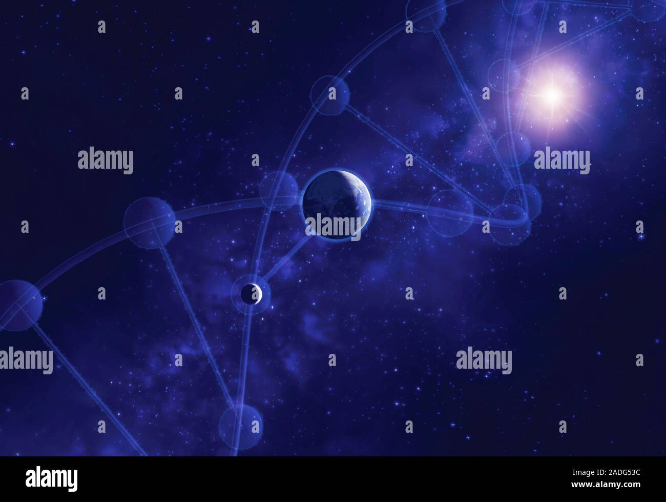 DNA in space. Conceptual artwork of part of a molecule of DNA ...