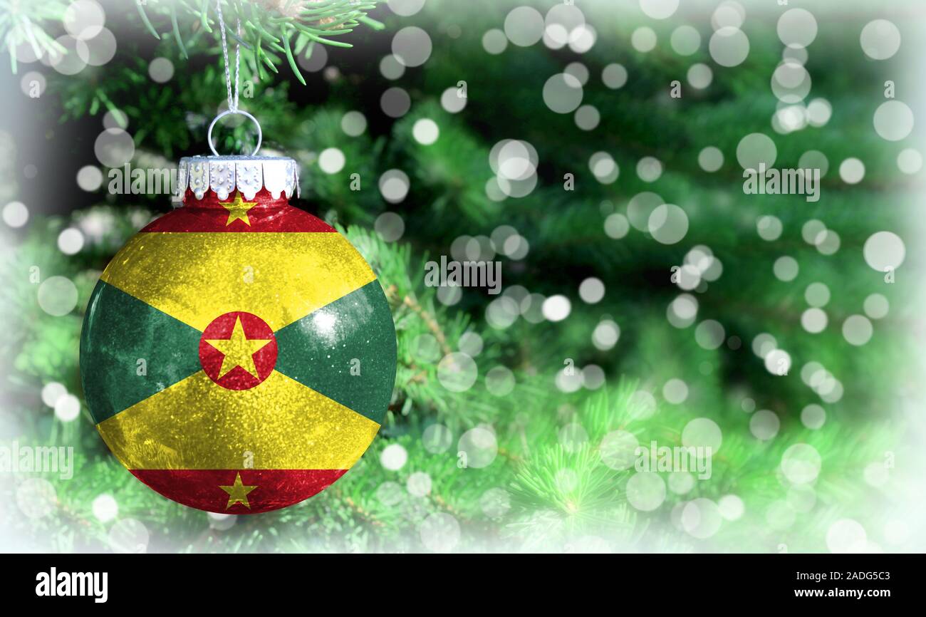 Christmas and New Year background with a flag of Grenada Stock Photo ...