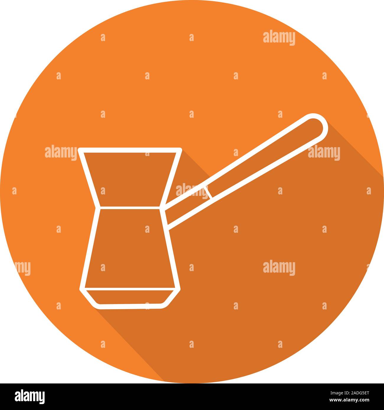 Turkish cezve flat linear long shadow icon. Vector line symbol Stock ...