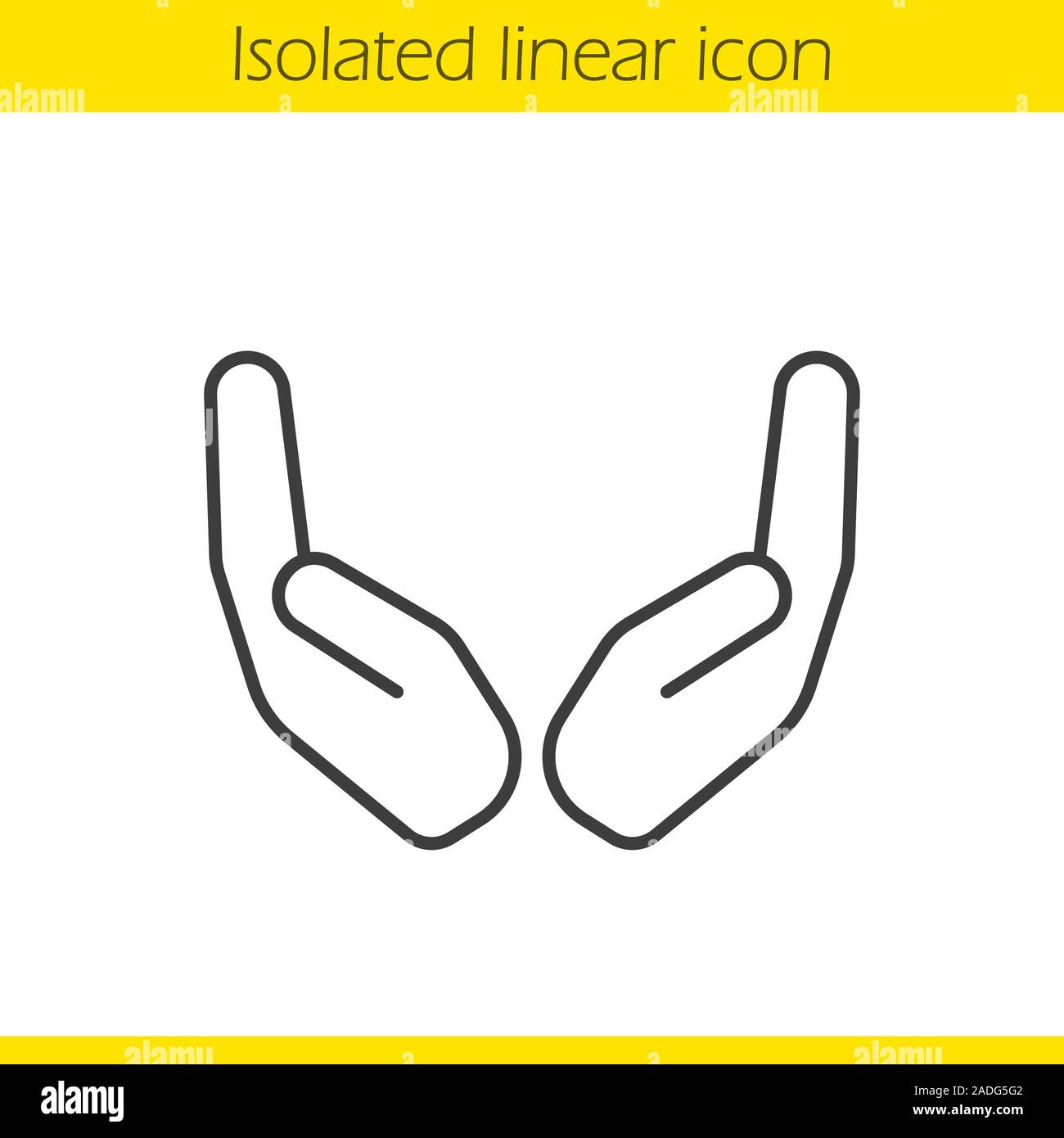 Cupped hands linear icon. Thin line illustration. Contour symbol ...
