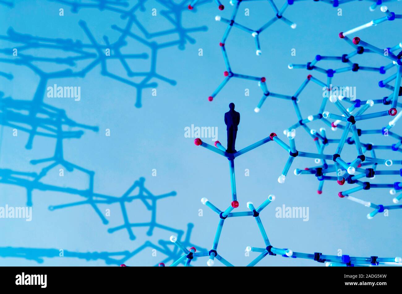 Human genome, conceptual image. Human figure on a plastic molecular ...