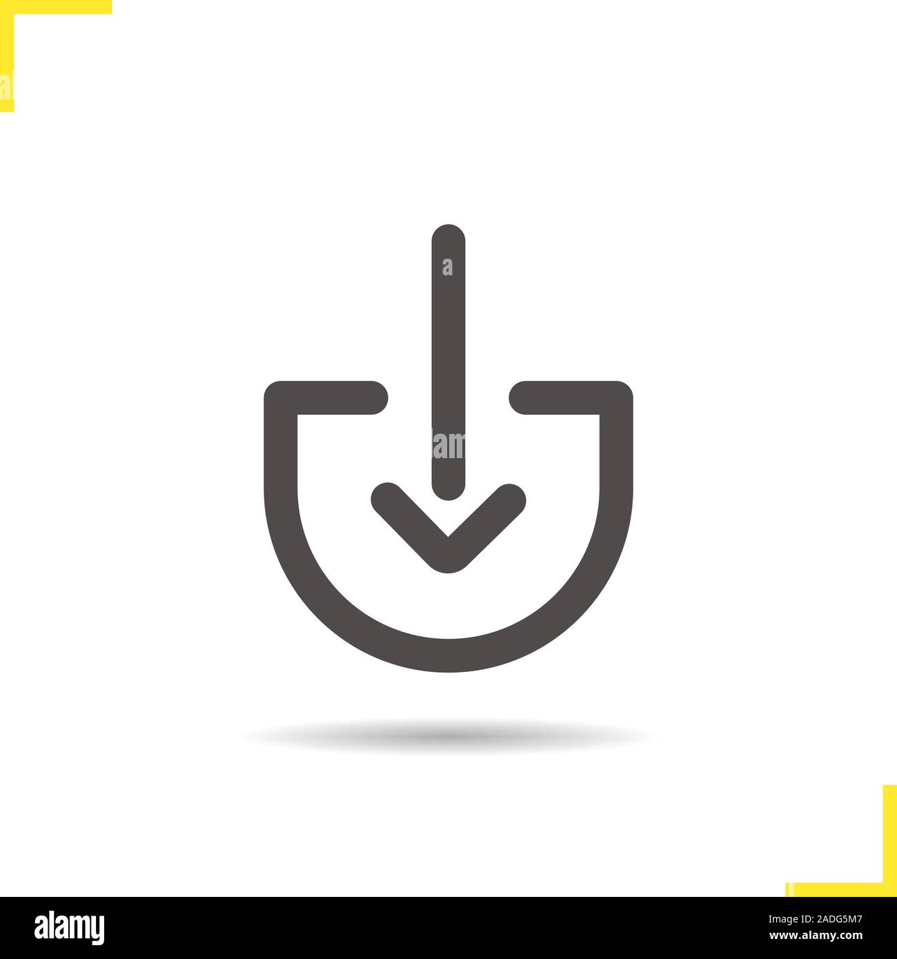 Download arrow icon. Drop shadow silhouette symbol. Negative space ...