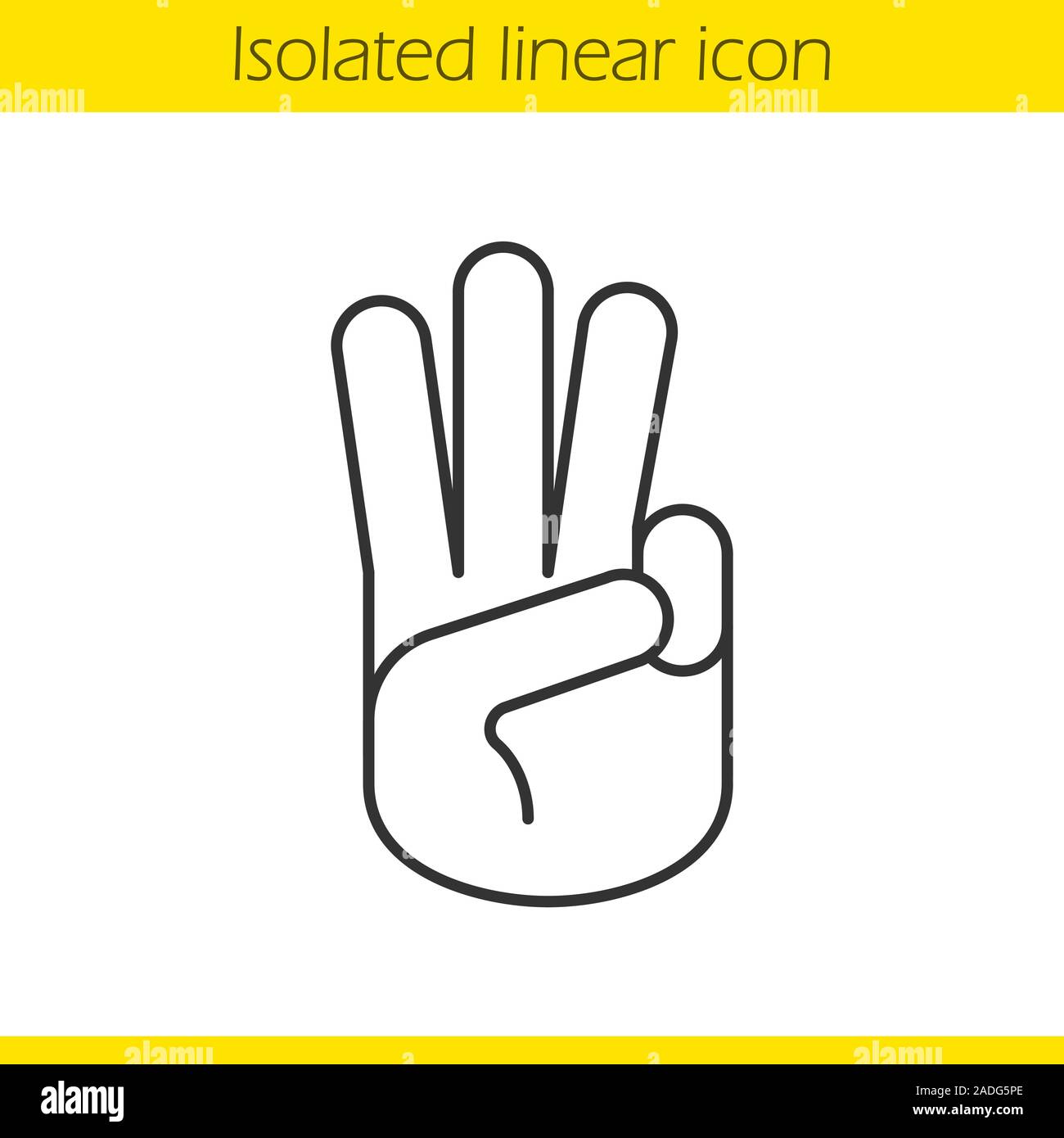 Three fingers salute linear icon. Thin line illustration. Scout promise ...