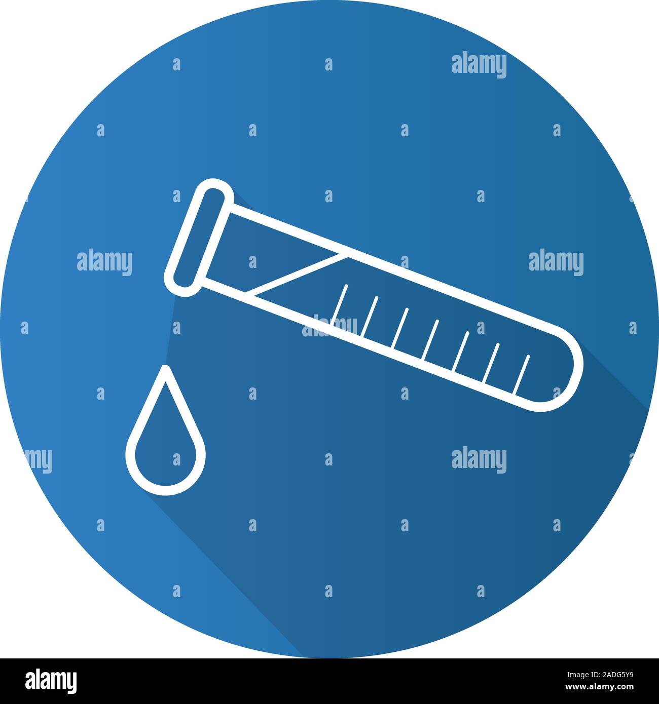 Chemical experiment flat linear long shadow icon. Laboratory test tube ...