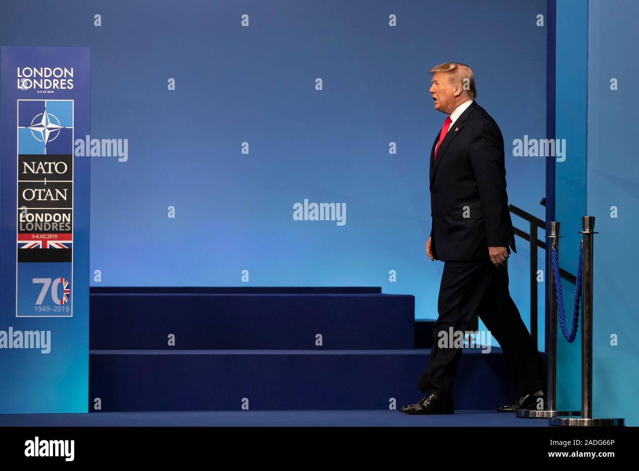 London, UK. 4th Dec, 2019. U.S. President Donald Trump arrives for the ...