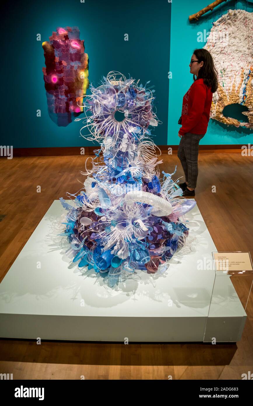 Contemporary artwork made of recycled plastics in the exhibition ...