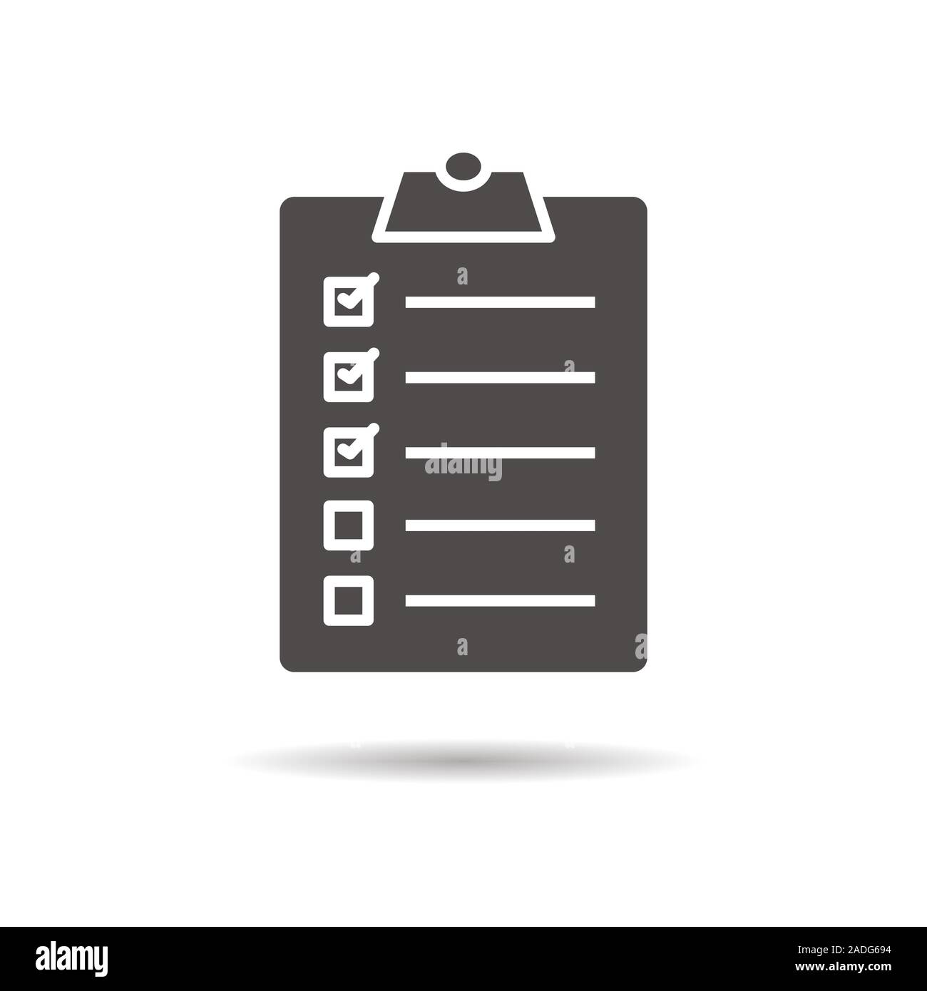 Clipboard checklist icon. Drop shadow silhouette symbol. To do list ...