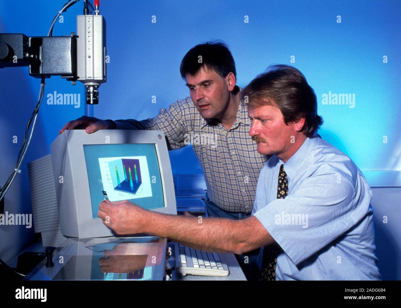DNA BioChip inventors. Ulrich Birsner (front) and Hubert Bernauer, DNA ...