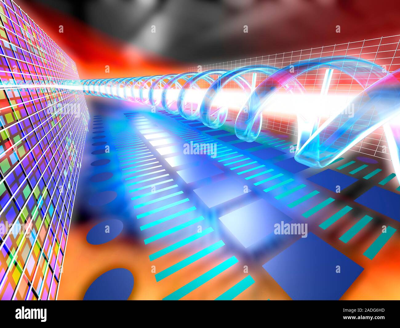 Genetic research. Computer artwork of an example of genetic ...