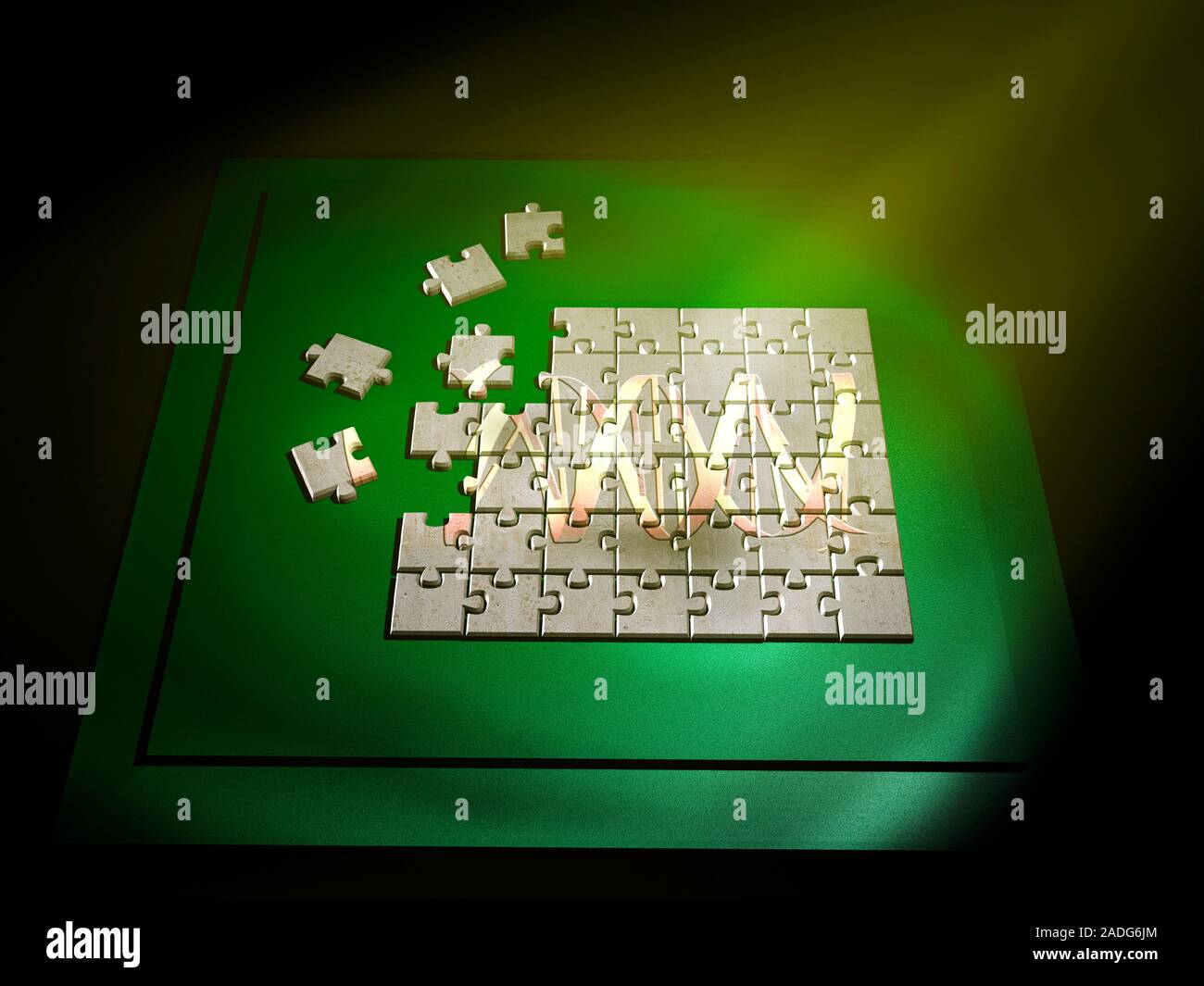DNA jigsaw. Conceptual computer artwork of a DNA (deoxyribonucleic acid ...