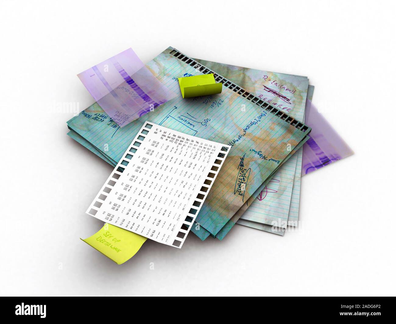 Laboratory notes. Computer artwork of miscellaneous laboratory notes ...