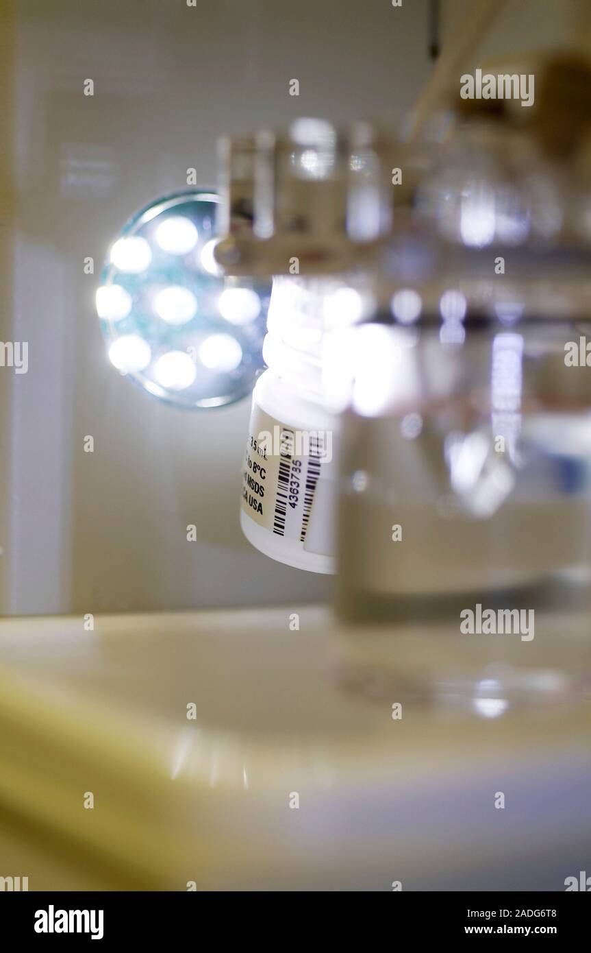 Genetic analyser. Detail of the ABI Prism 3130xl Genetic analyser, a ...
