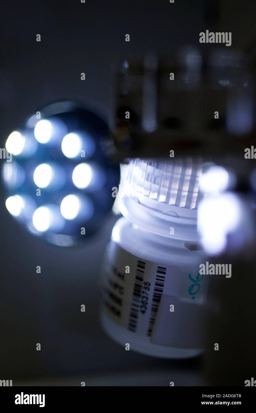 Genetic analyser. Detail of the ABI Prism 3130xl Genetic analyser, a ...