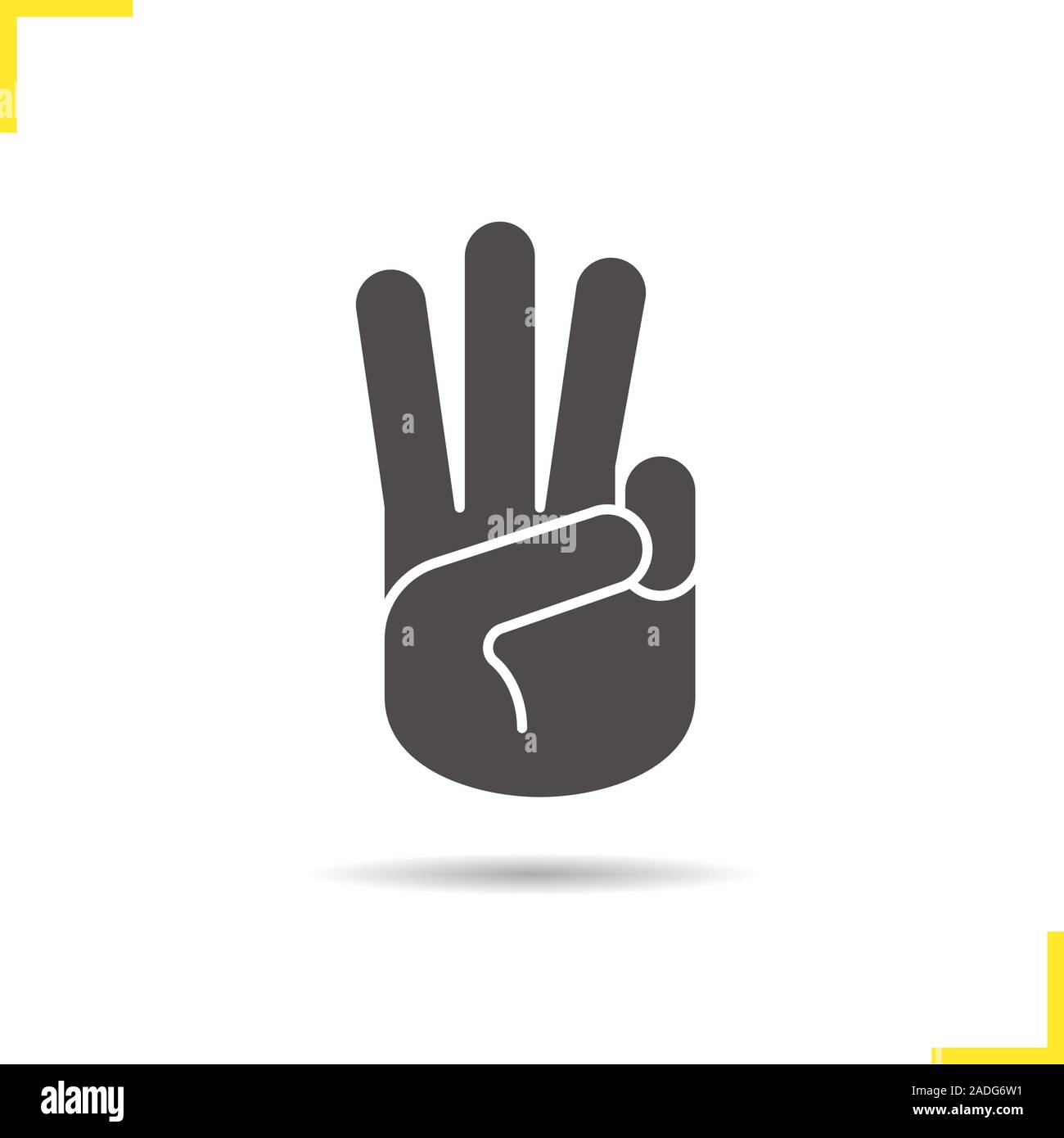 Three fingers up icon. Drop shadow silhouette symbol. Scout promise ...