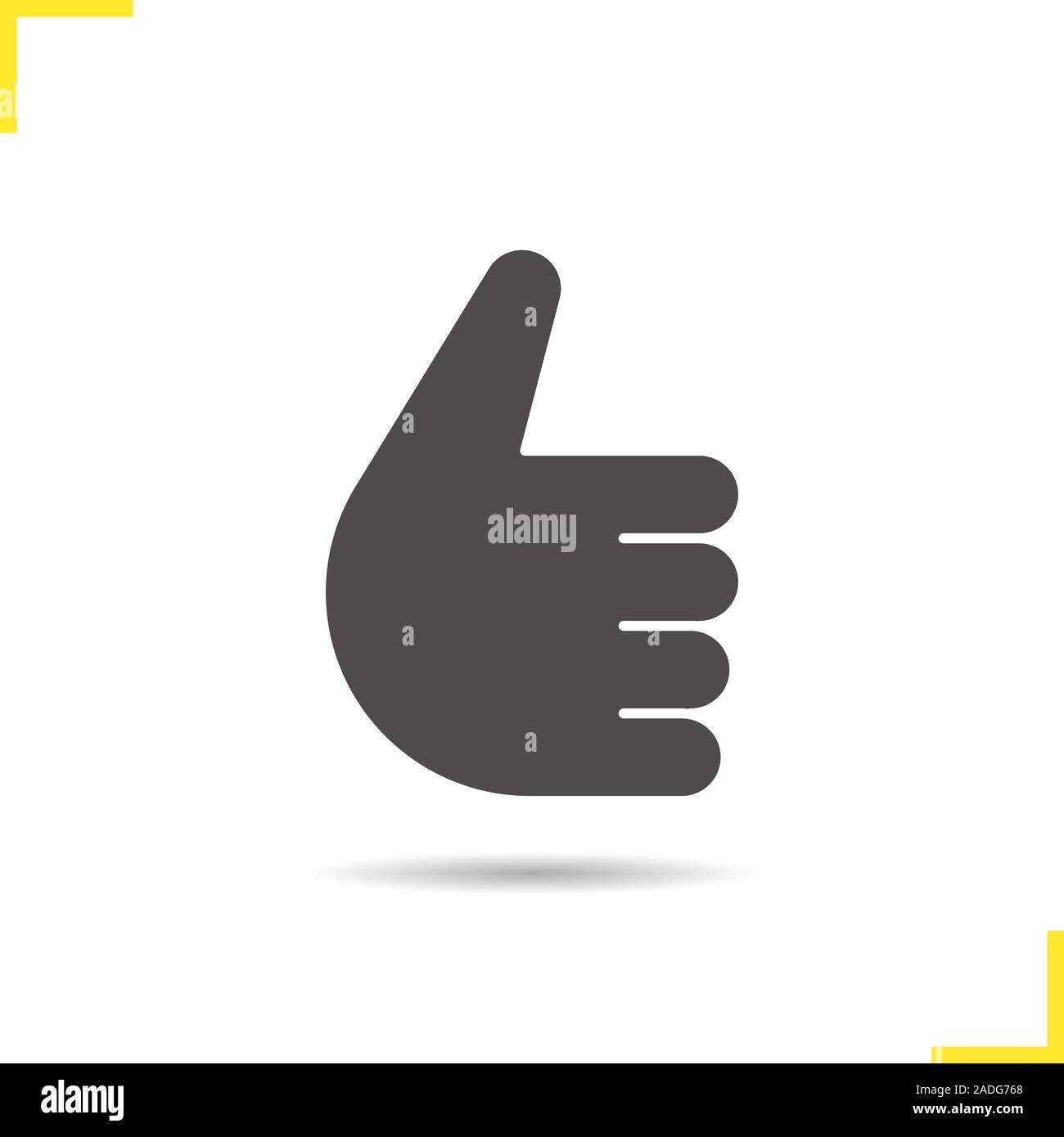 Thumbs up hand gesture icon. Drop shadow silhouette symbol. Approval ...