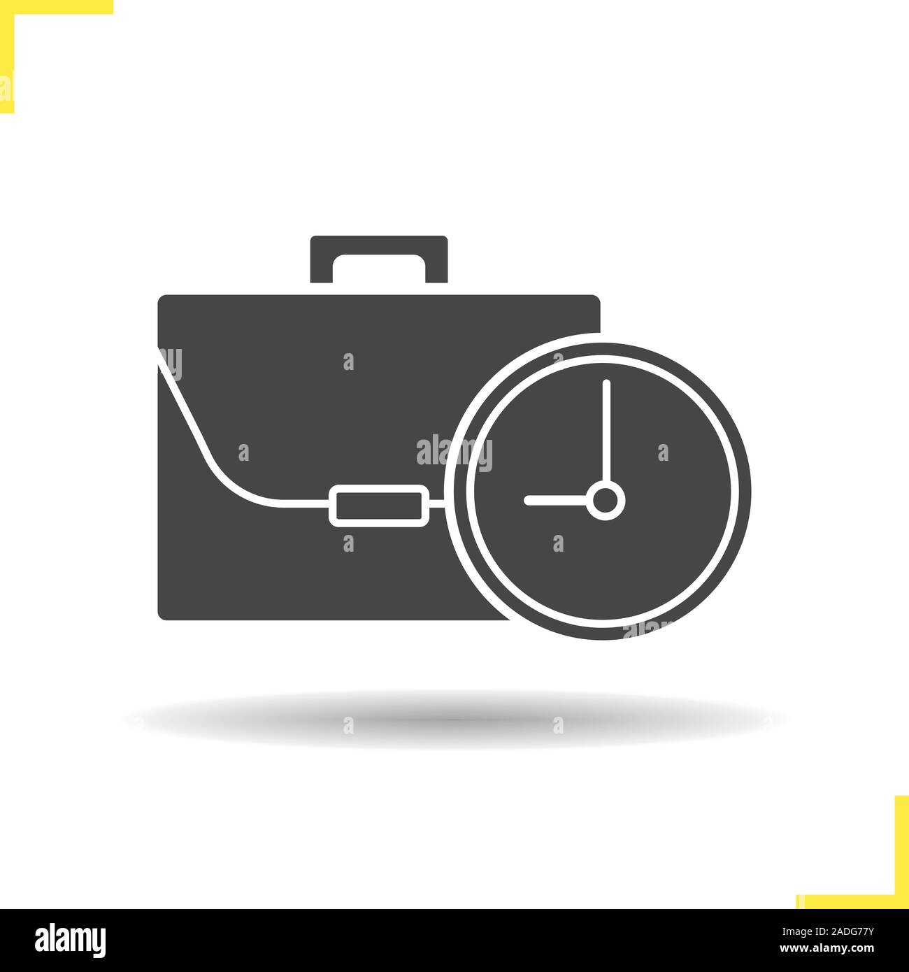Work time icon. Drop shadow working hours silhouette symbol. Business ...