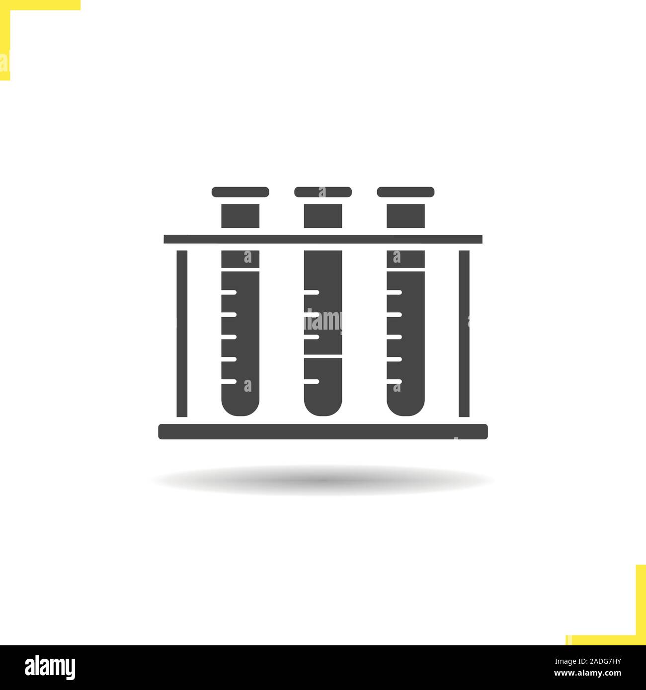 Test tubes rack icon. Drop shadow silhouette symbol. Chemical ...