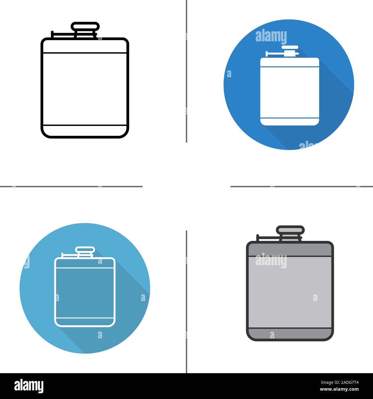 Hip flask icon. Flat design, linear and color styles. Alcohol flask ...