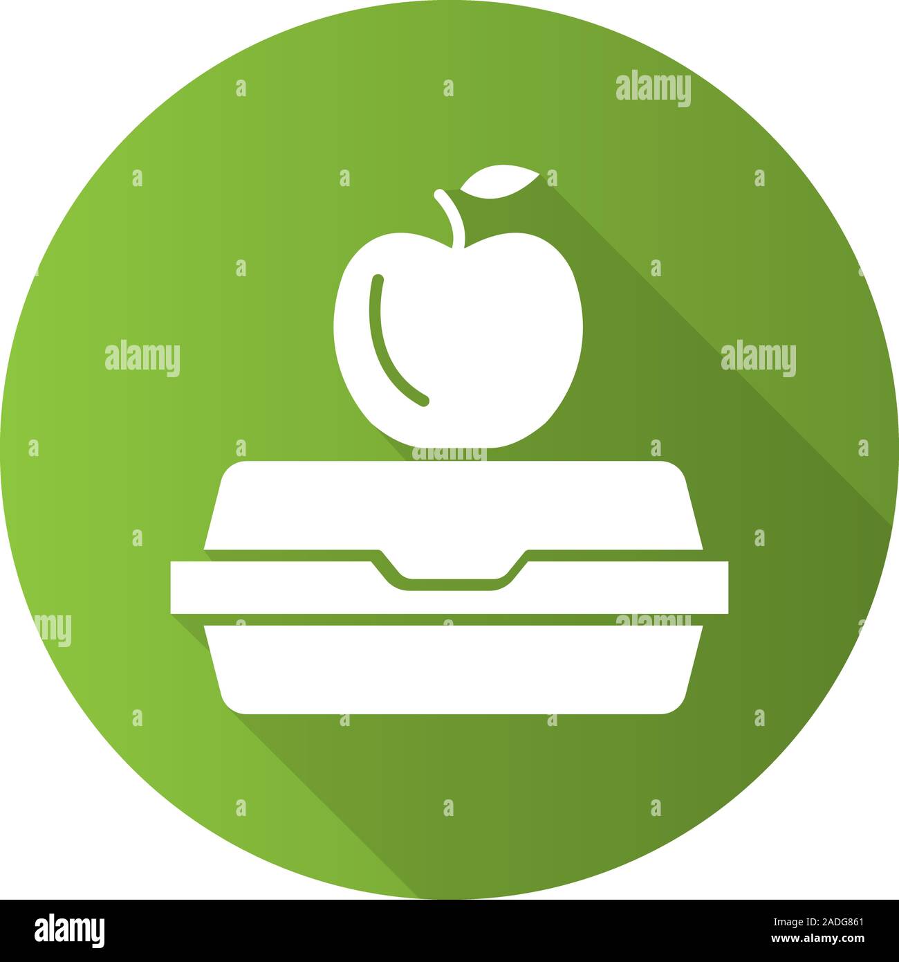 Lunchbox flat design long shadow icon. Apple on lunch box. Vector ...