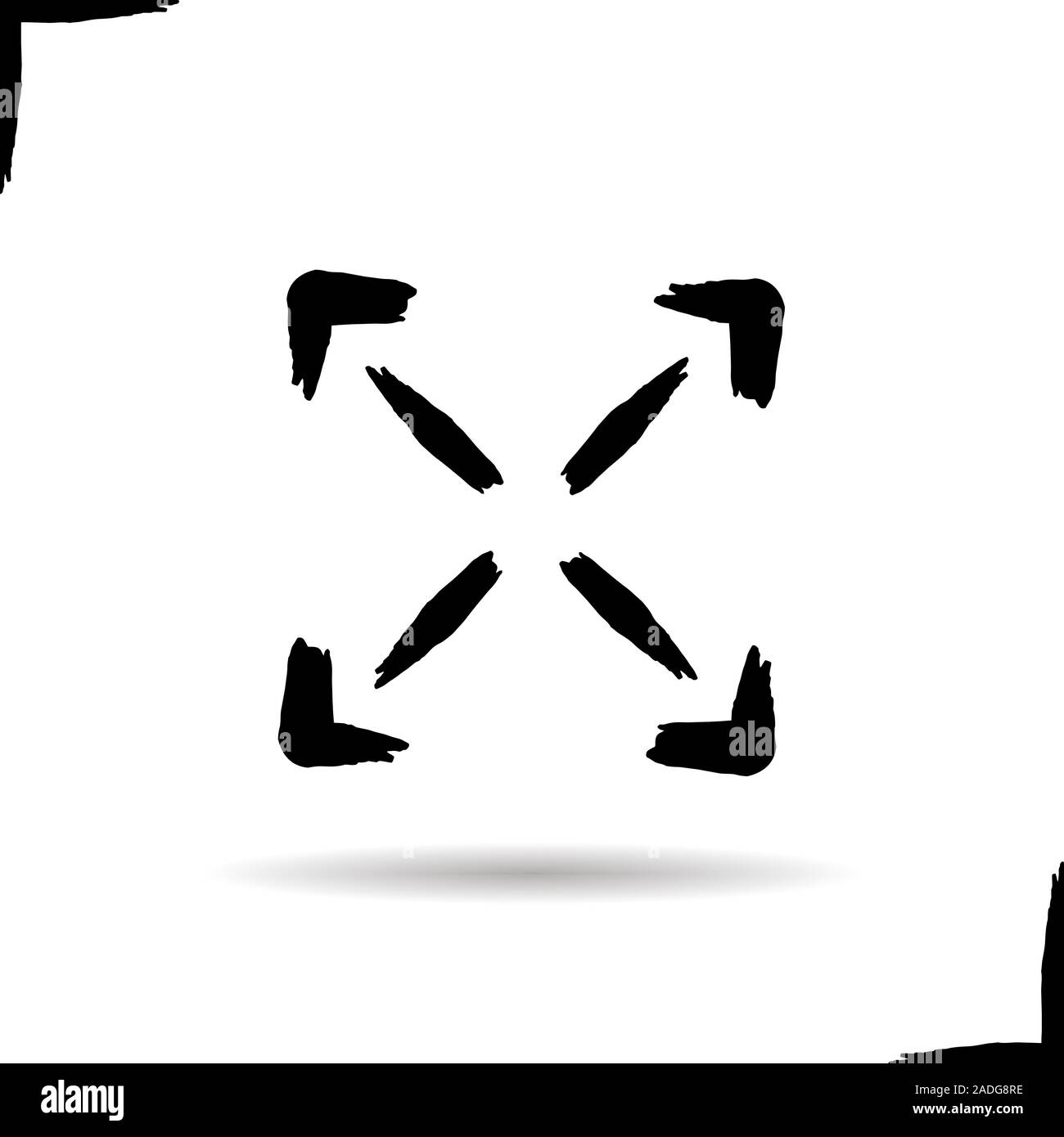 All directions movement arrows icon. Drop shadow brush stroke direction ...