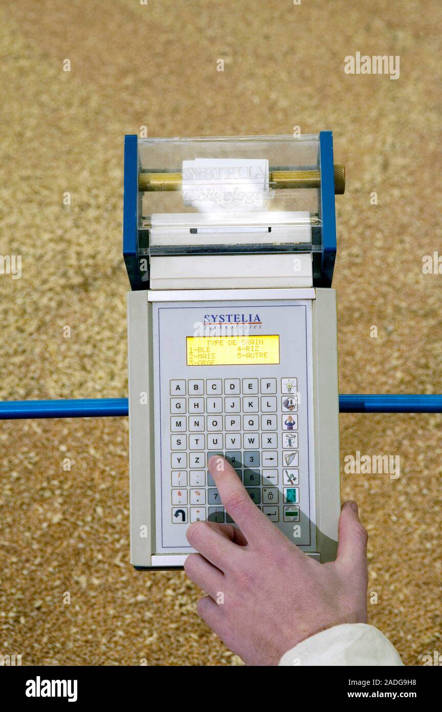 Checking wheat for pests. This device, manufactured by Systelia ...